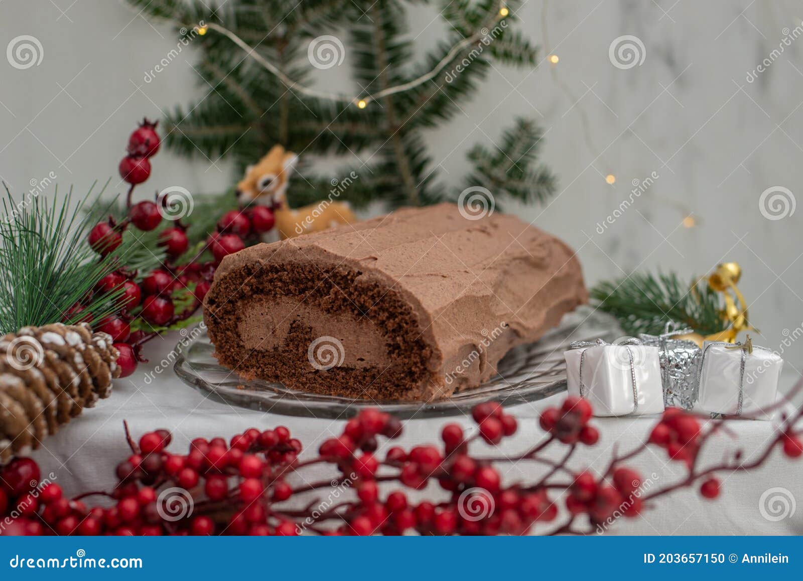 Christmas Yule Log Buche De Noel Chocolate Cake Stock Photography ...