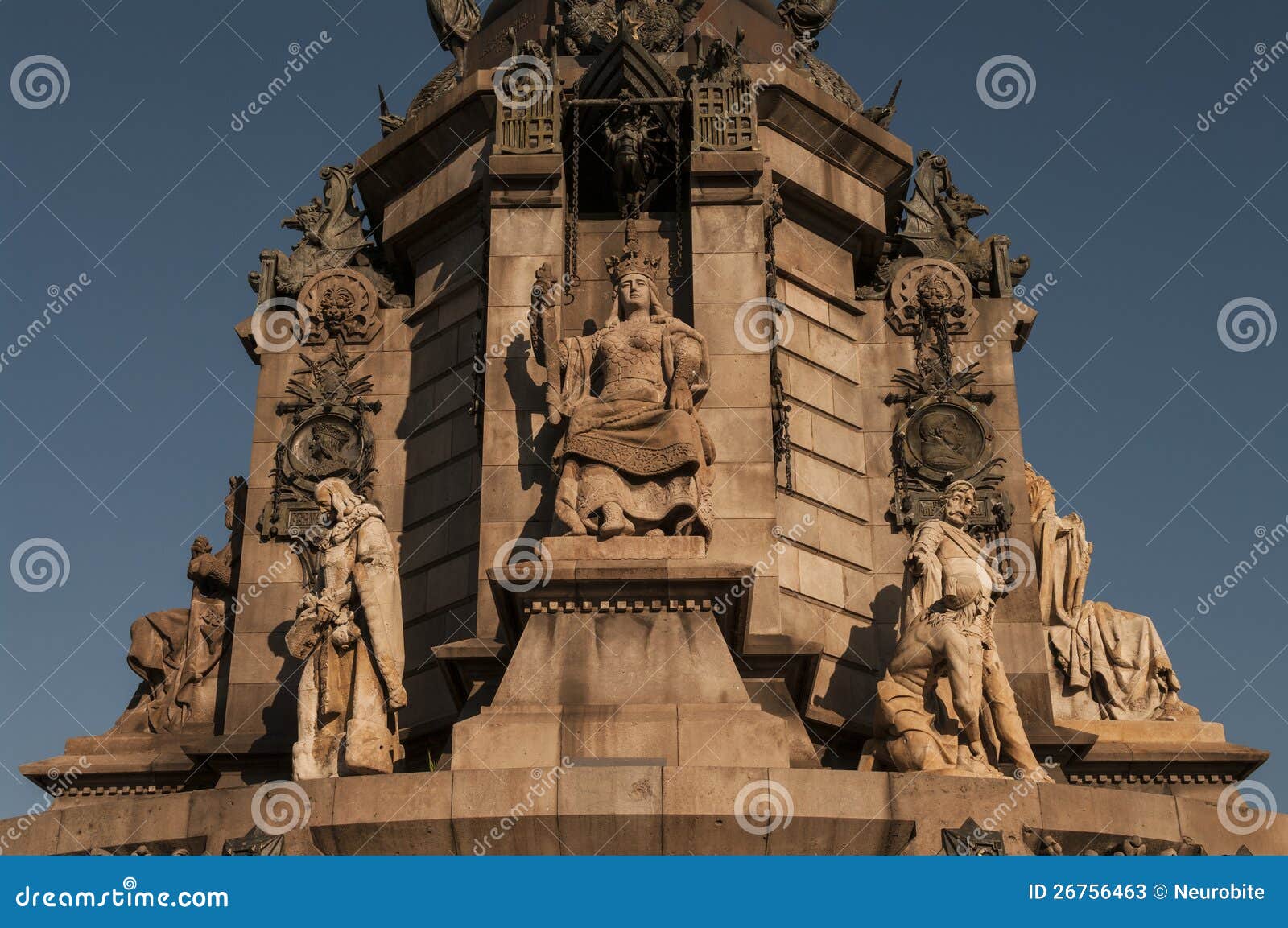 Christopher Columbus Column, Barcelona Stock Image - Image of mosaic ...