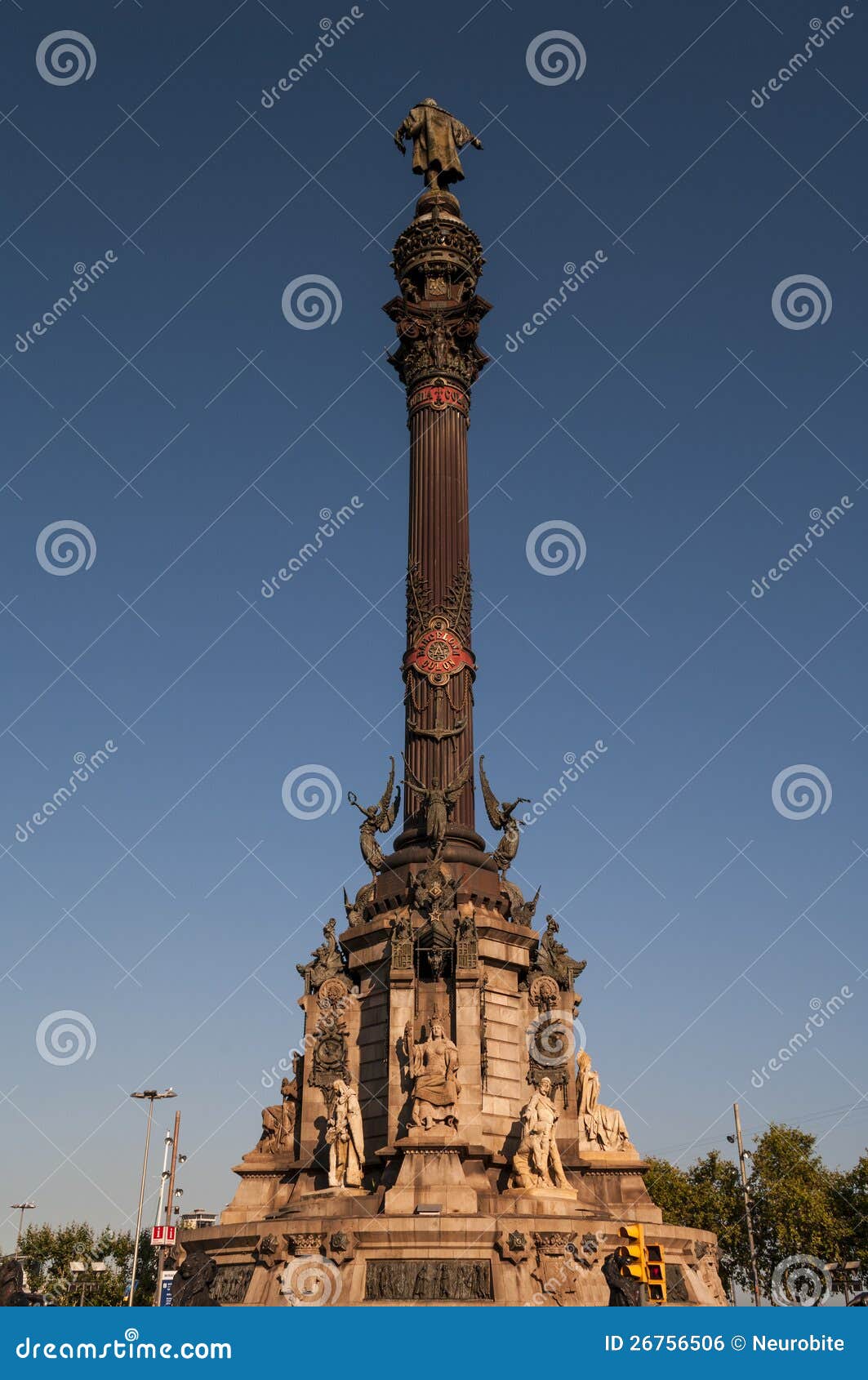 Christopher Columbus Column, Barcelona Stock Photo - Image of close ...