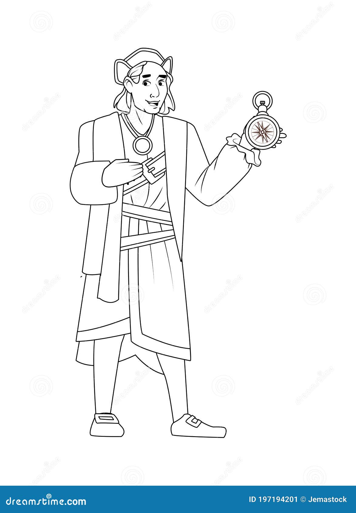 Christopher Columbus with Compass Character Stock Vector - Illustration ...