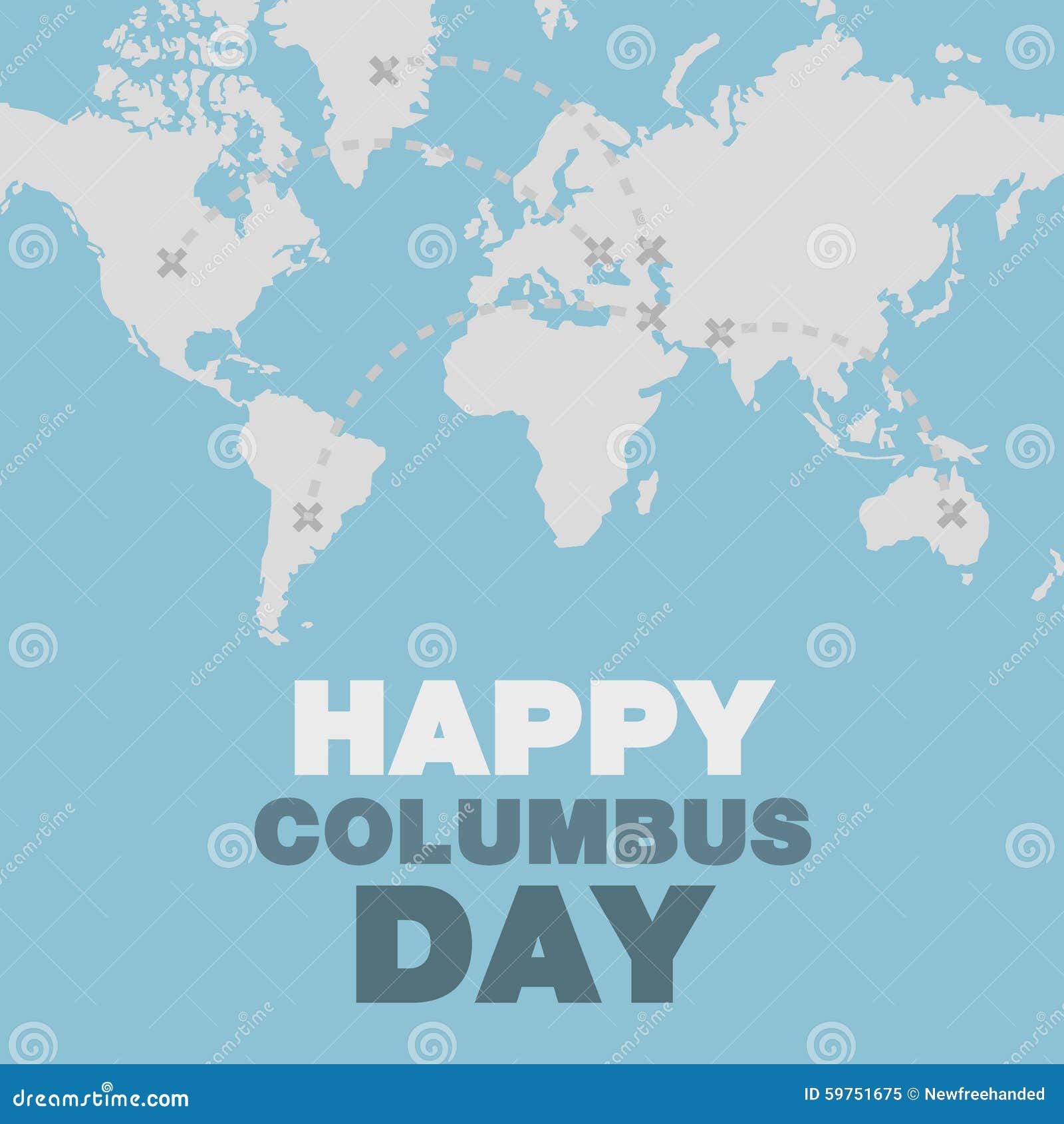 Christopher Columbus Day Poster Map and Ocean Theme Flat Design Stock ...