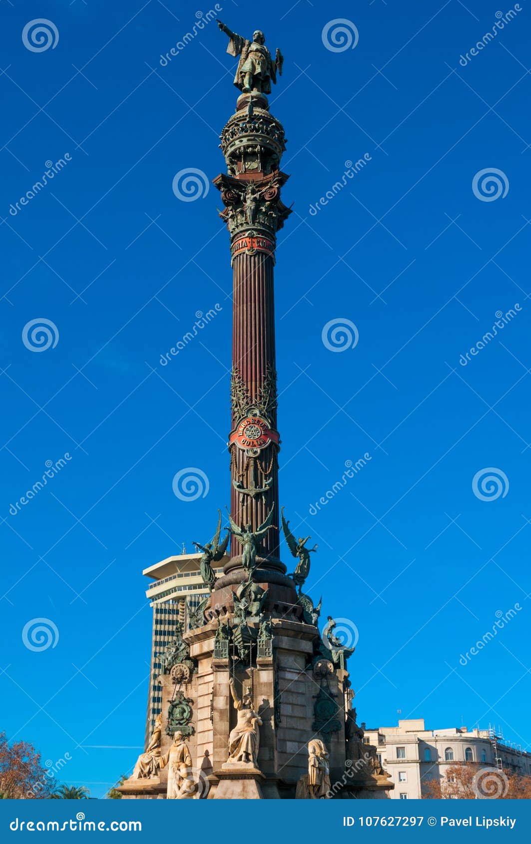 Christopher Columbus Monument in Barcelona, Spain Stock Image - Image ...