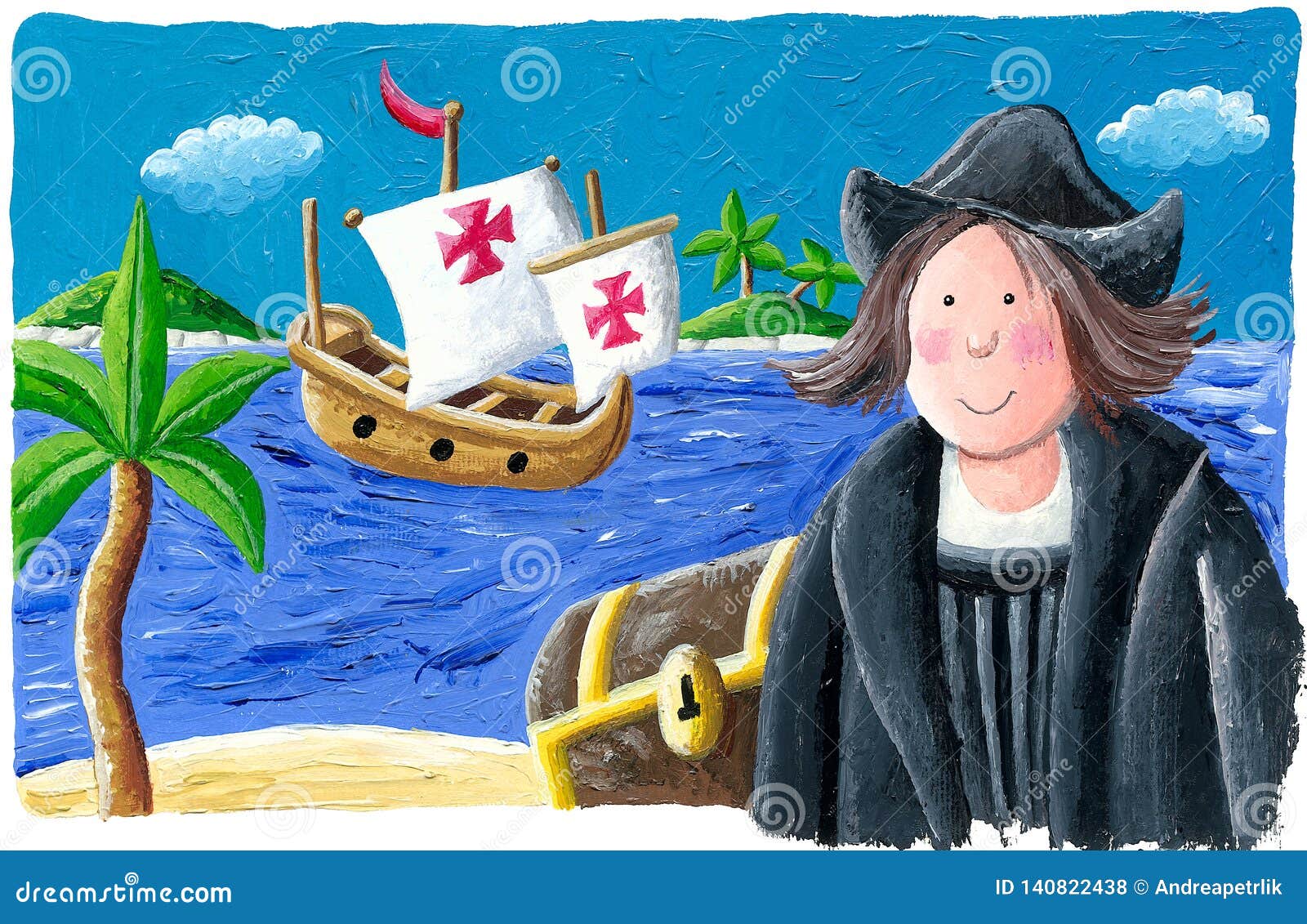 Christopher Columbus With Compass Character Vector Illustration ...
