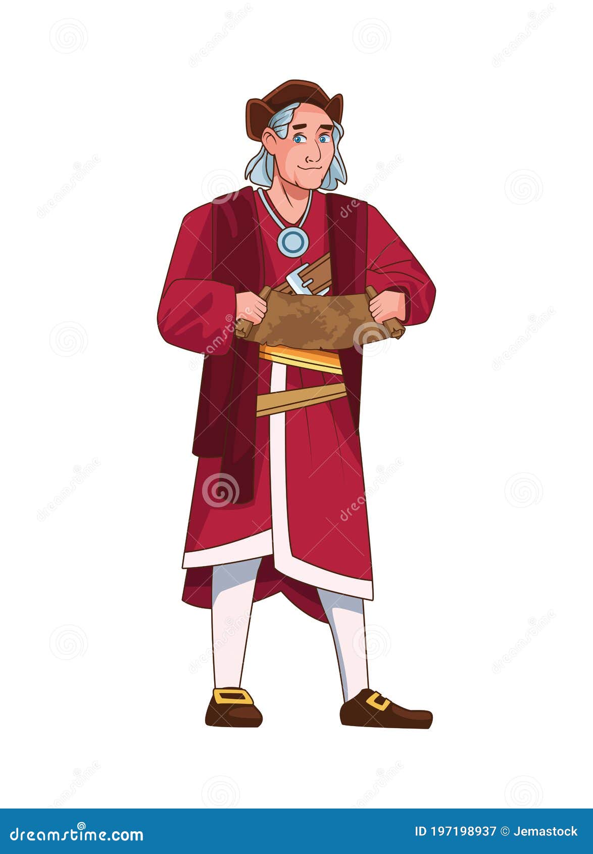 Christopher Columbus with Paper Map Character Stock Vector ...