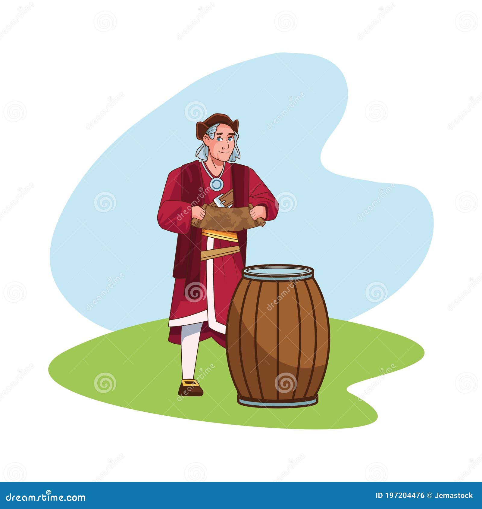 Christopher Columbus with Paper Map Character Stock Vector ...