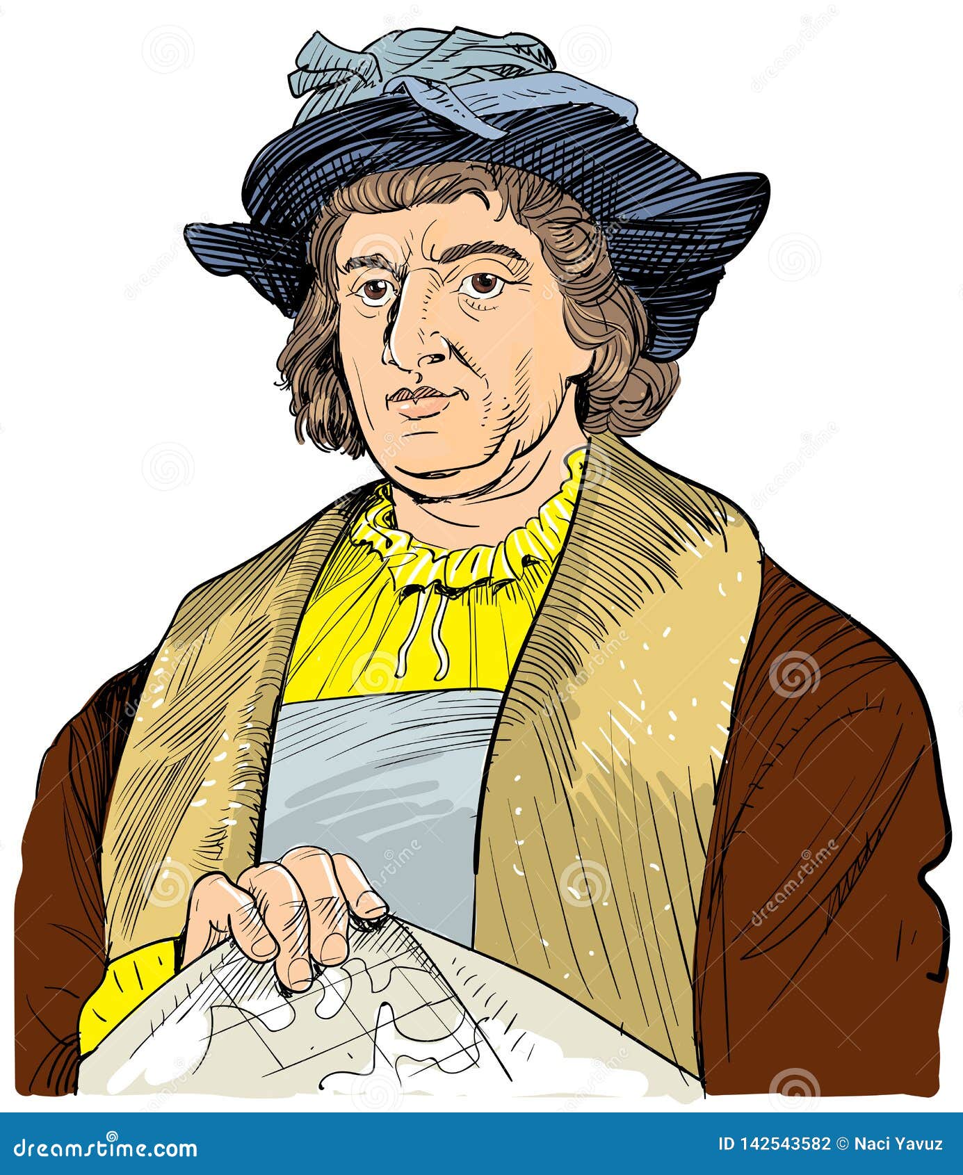 Christopher Columbus With Compass Character Cartoon Vector ... Christopher Columbus With Compass Character Cartoon Vector ...