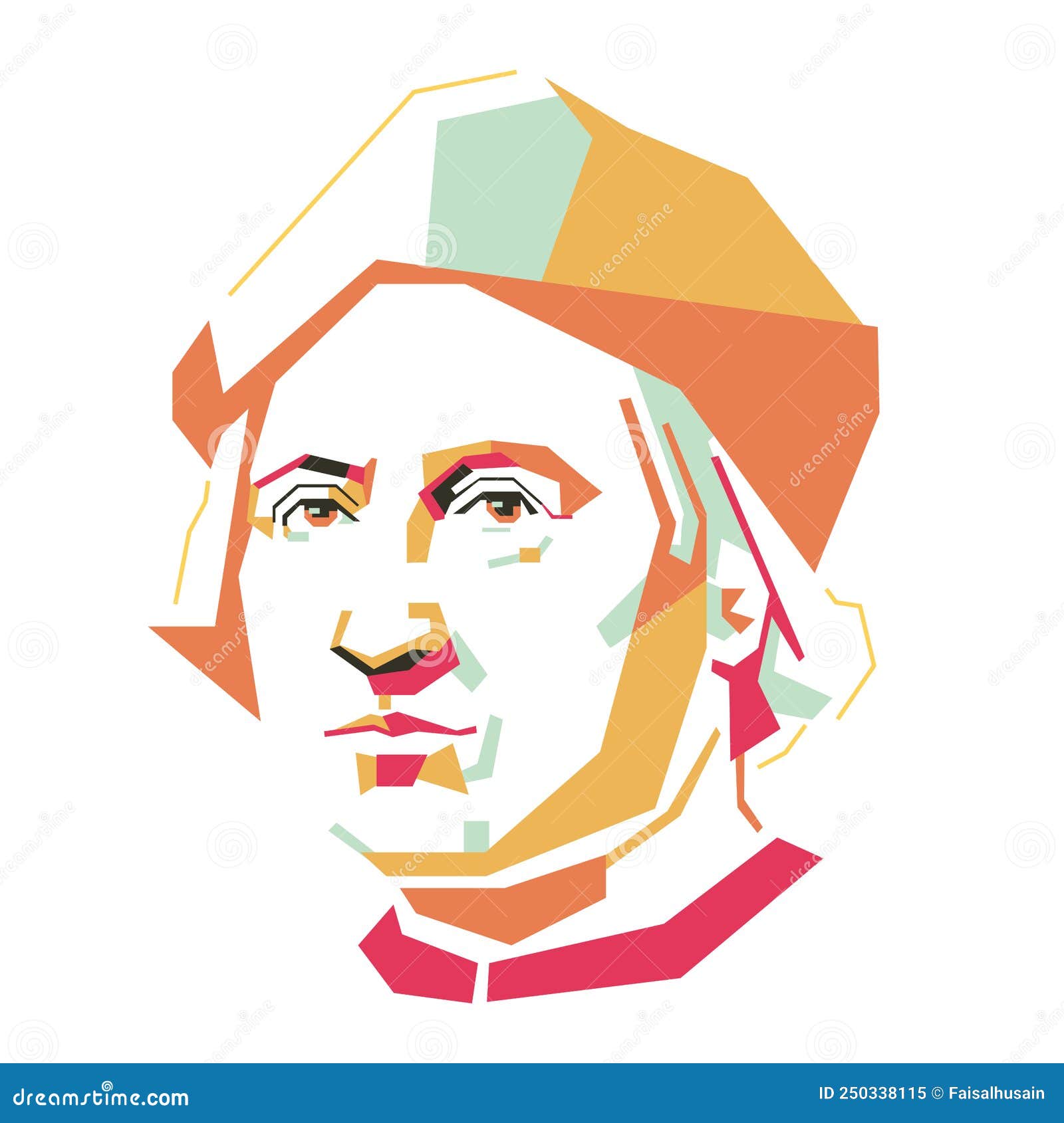 Christopher Columbus Vector Sketch Portrait Face Famous Editorial Image ...