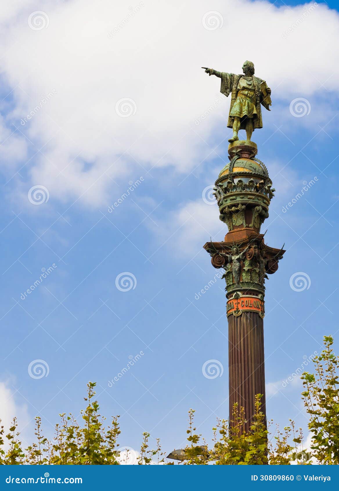 Christopher Columbus Statue in Barcelona, Spain Stock Photo - Image of ...
