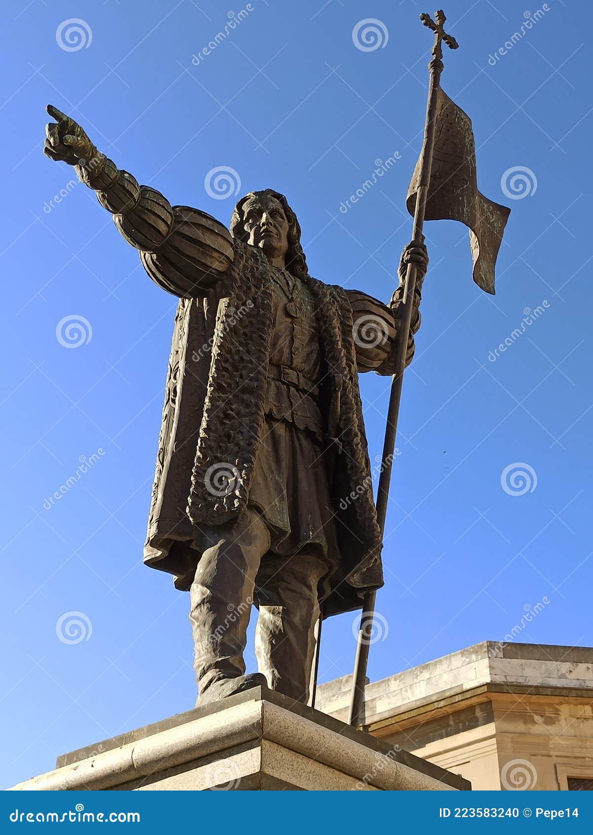 Christopher Columbus Statue in Huelva in South Spain Stock Photo ...