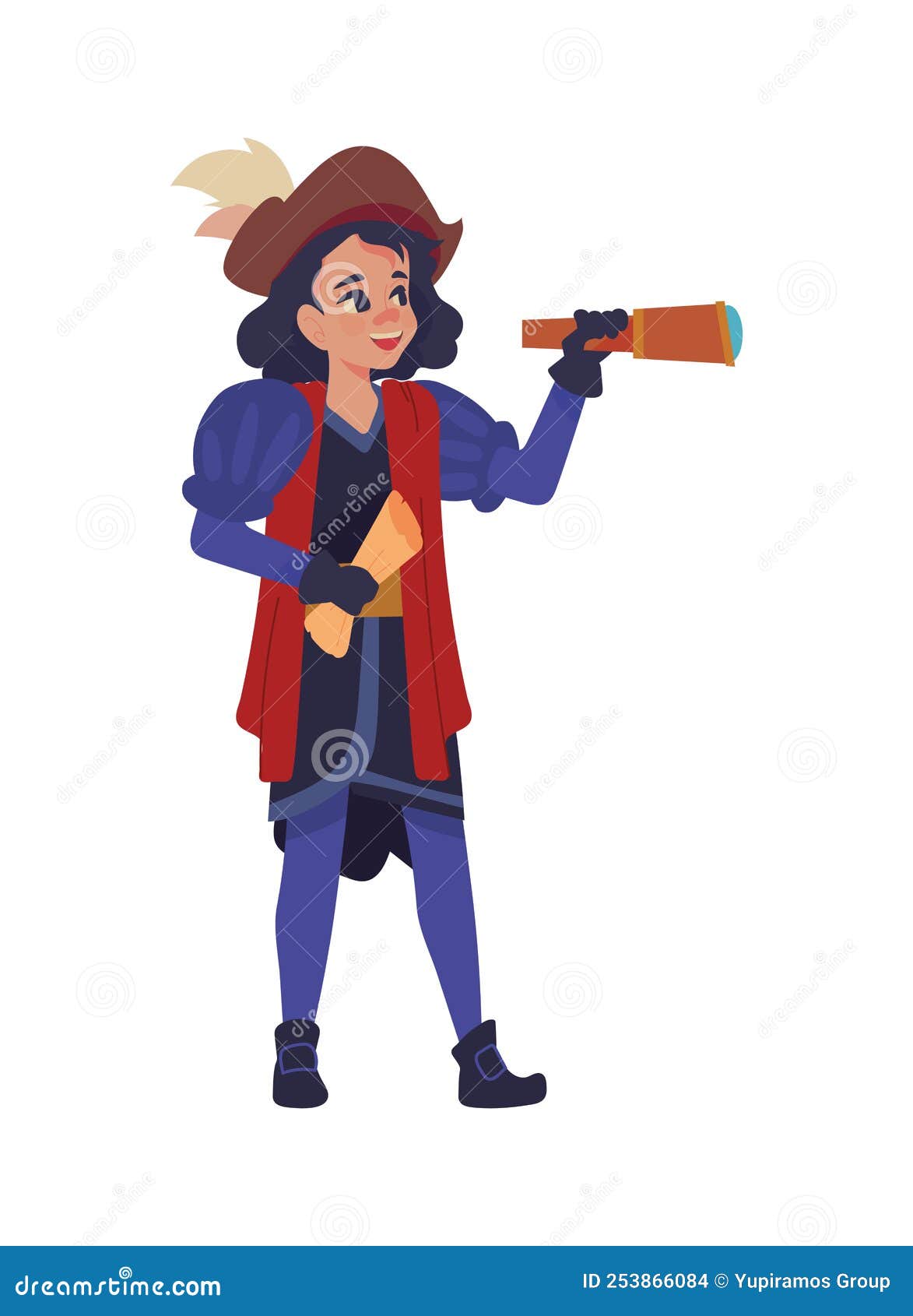 Christopher Columbus with Telescope Stock Vector - Illustration of icon ...