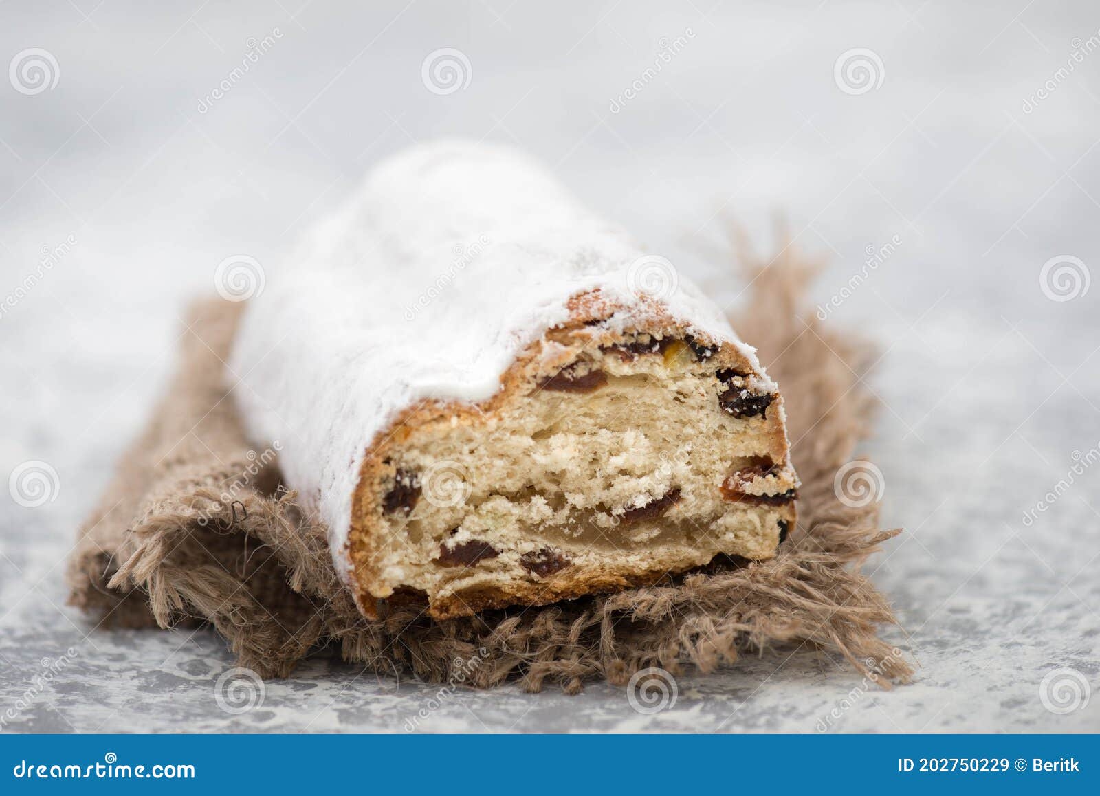 Christstollen, Traditonal Christmas Cake with Nuts, Raisons, Marzipan ...