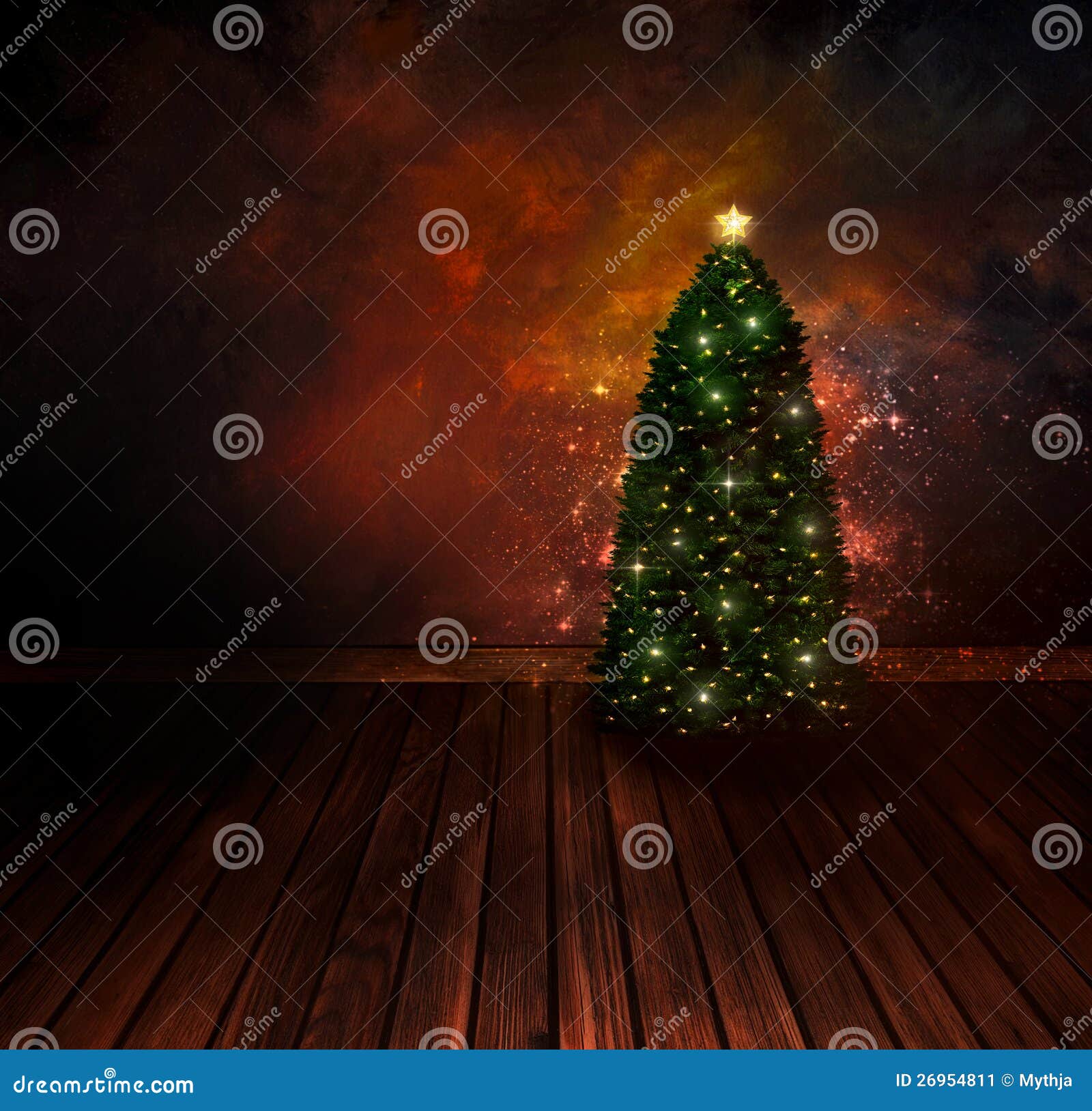Chritmas Design - Night Christmas Tree Stock Illustration ...