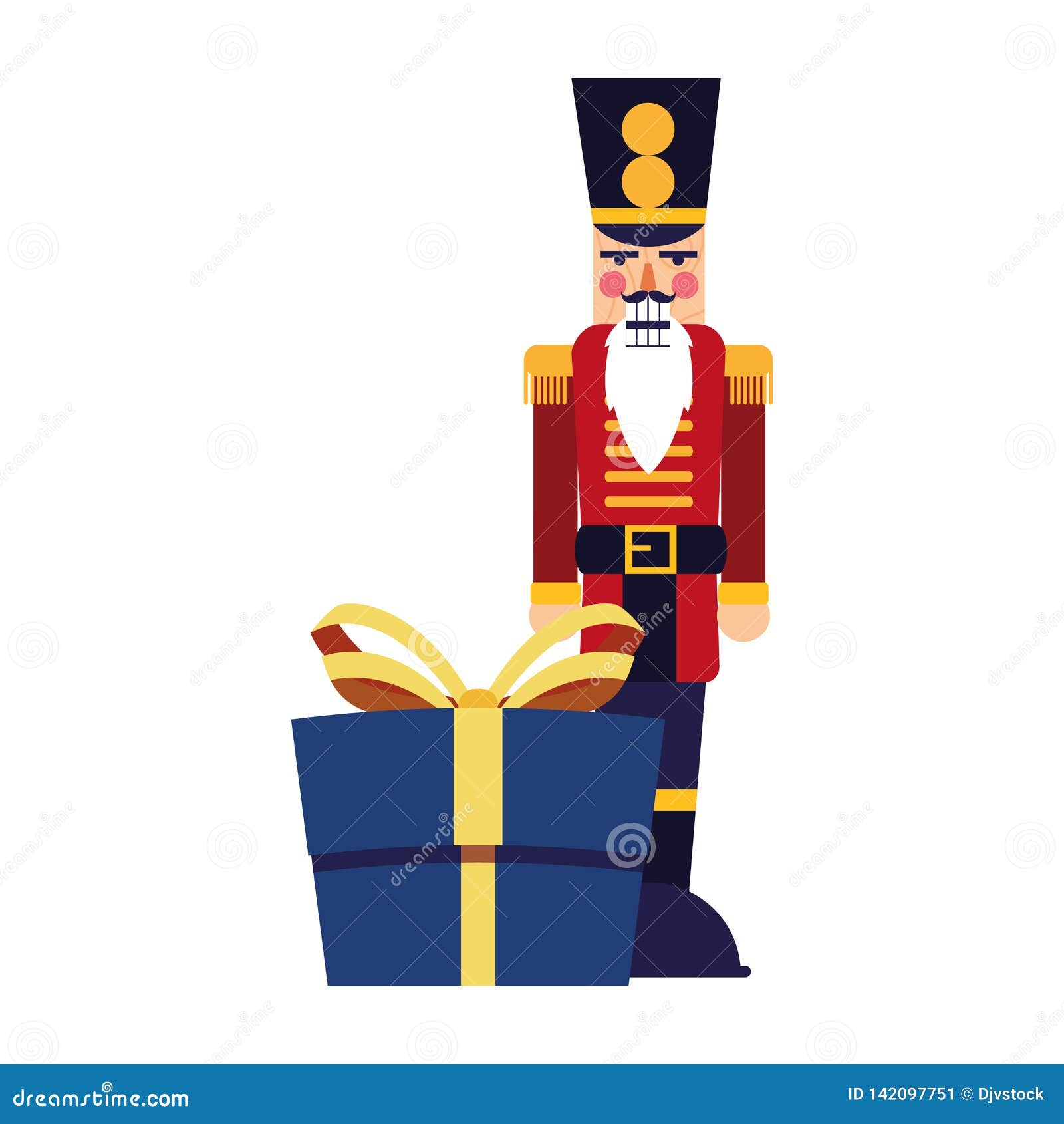 Chritsmas Nutcracker With Gift Box Vector Illustration | CartoonDealer ...