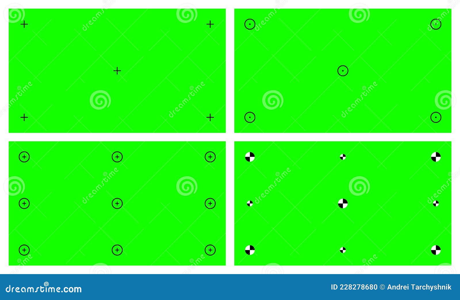 Chroma Key, Blank Green Background With Motion Tracking Points. Visual ...