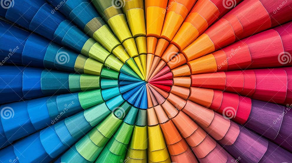 Chromatic Explosion Vibrant Color Wheel Formed by Array of Sharpened ...
