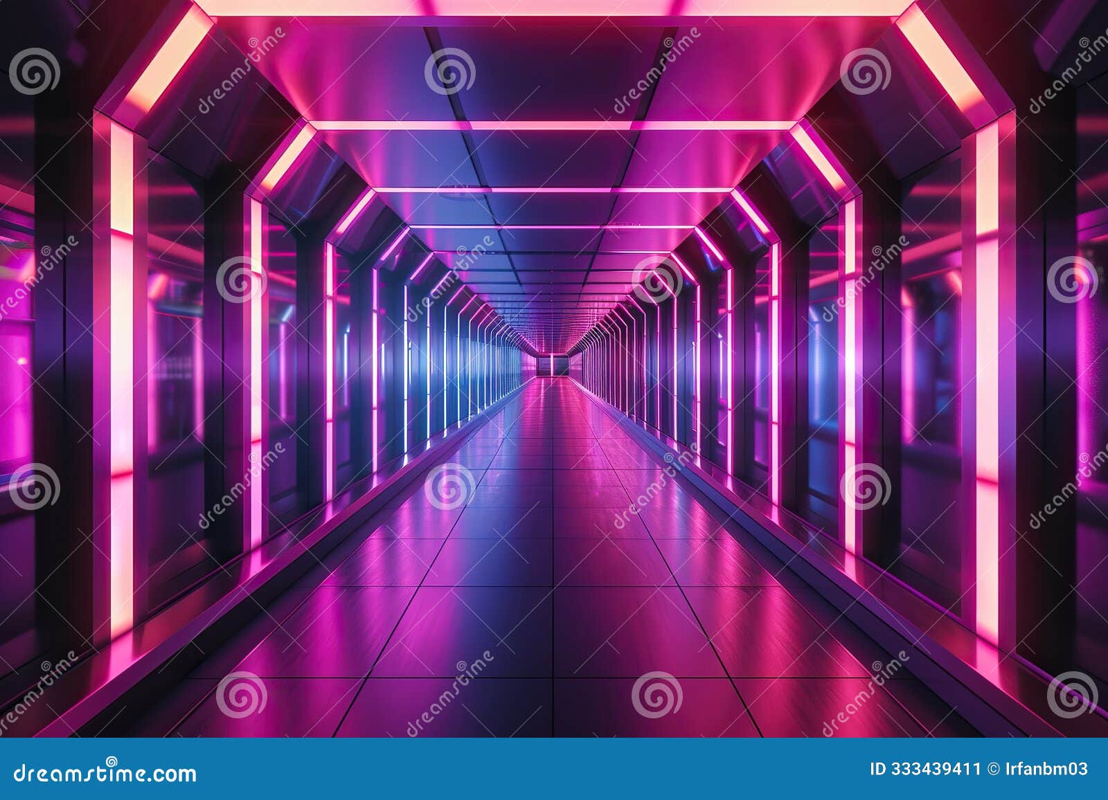 Chromatic Infinity Pathway within an Ultra-modern Sci-fi Corridor Stock ...