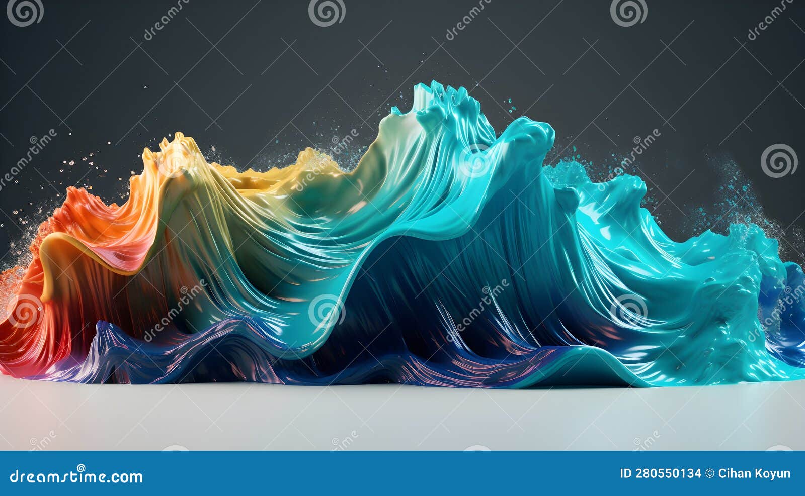 Chromatic Liquid Flow, Colorful Paint Wave Wallpaper Stock Illustration ...