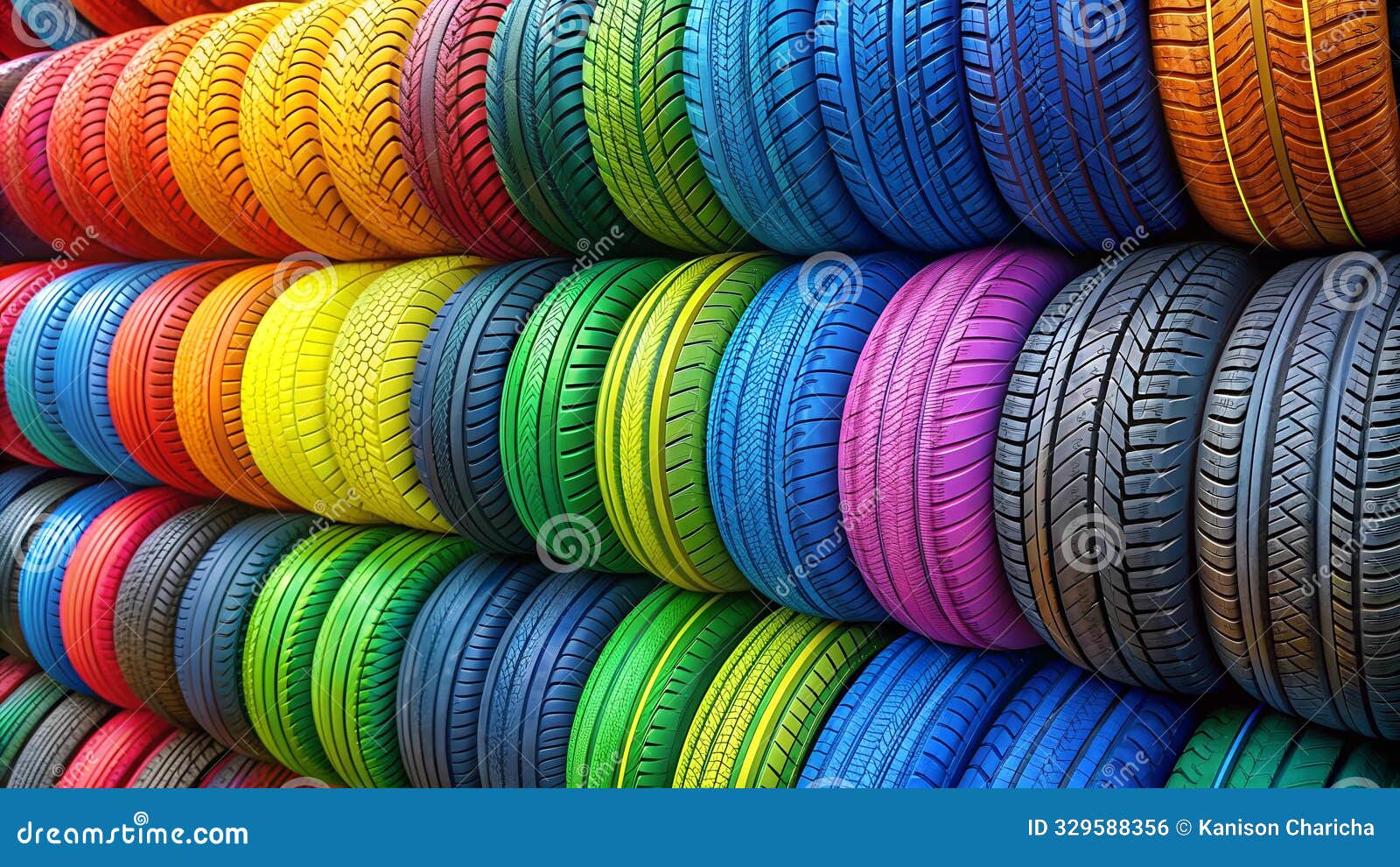 Chromatic Tire Stacks: a Visual Feast of Color and Form AI Generated ...