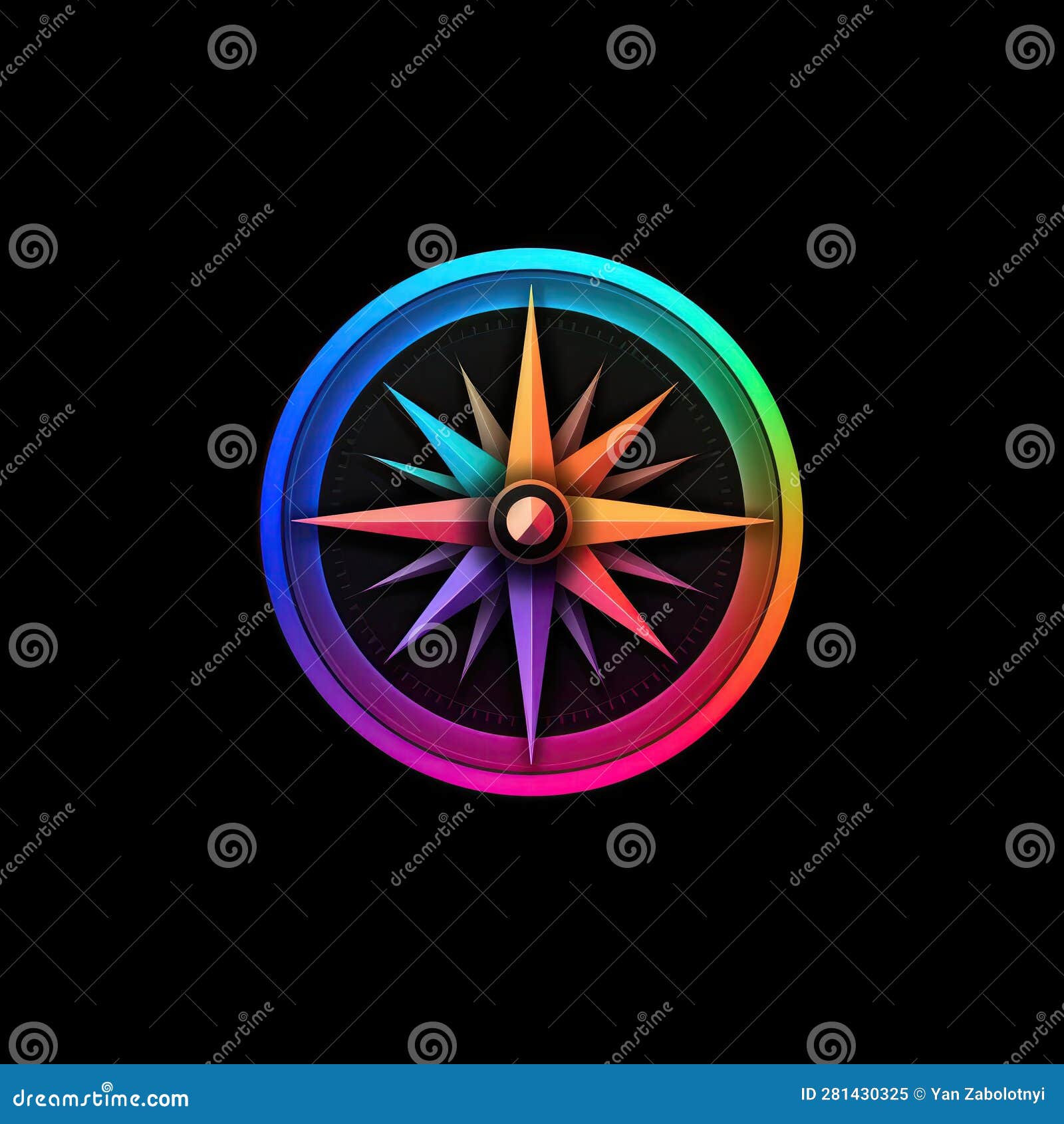 Chromatic Wayfinder a Compass Icon with a Circular Design Featuring ...