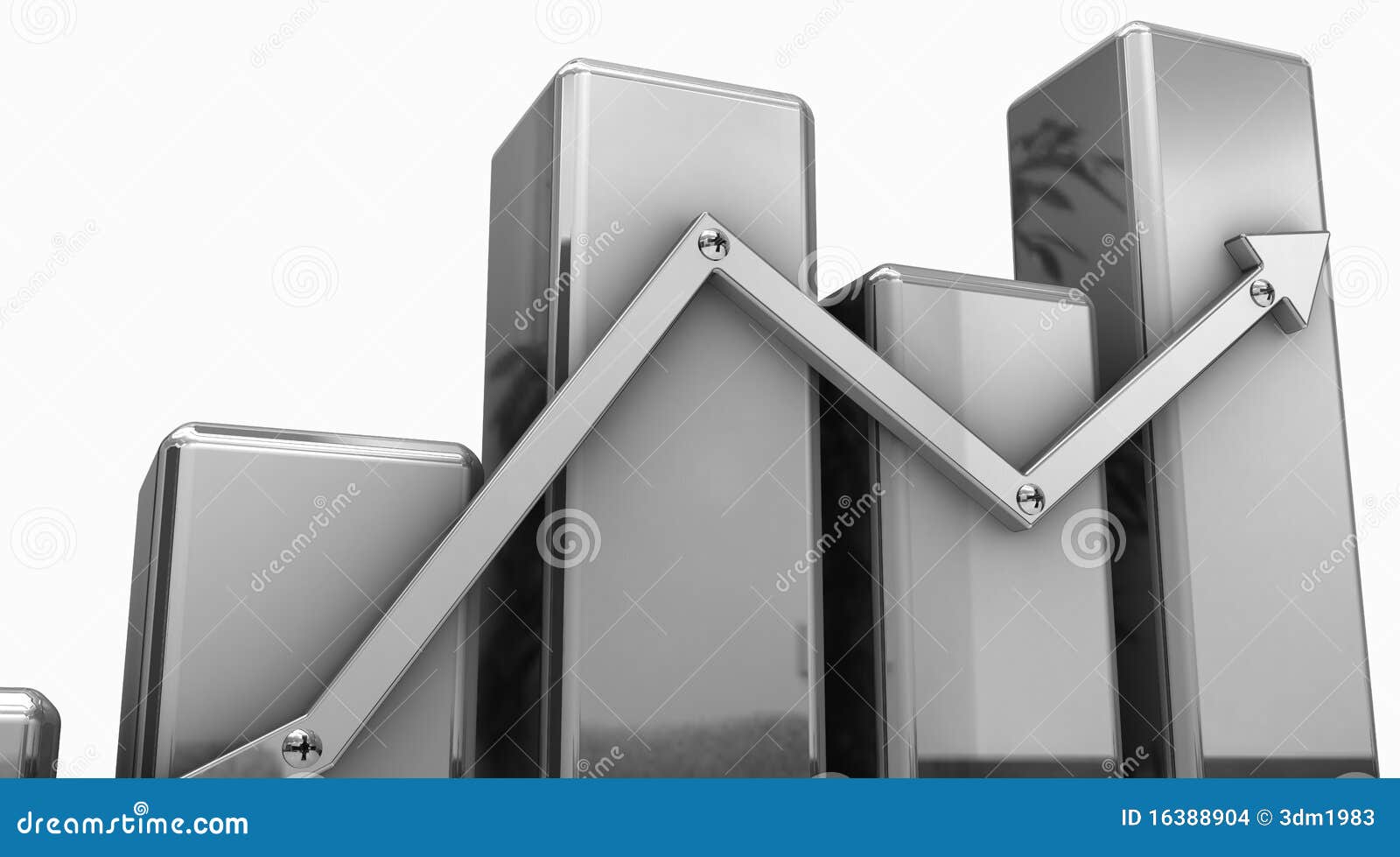Chrome 3d graph with arrow stock illustration. Illustration of finance ...