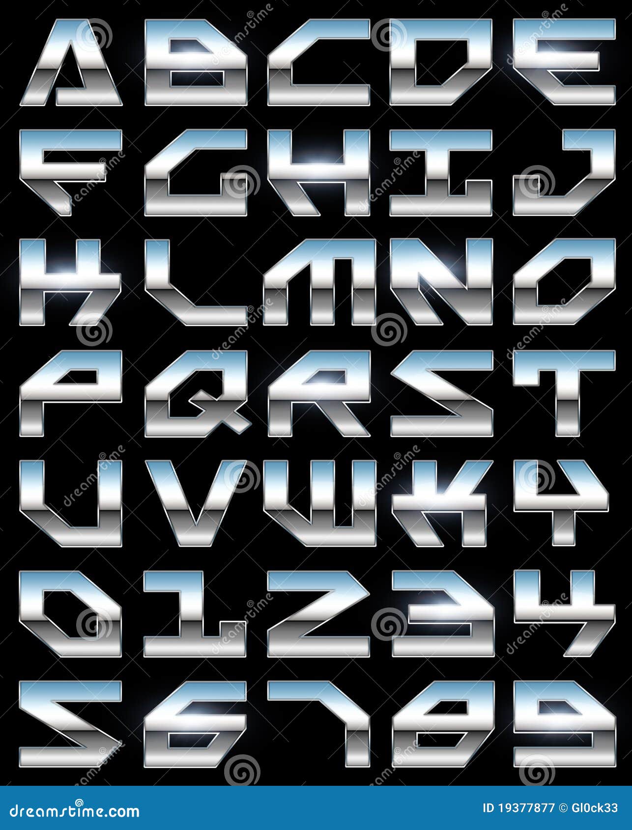 Chrome alphabet stock illustration. Illustration of chrome - 19377877