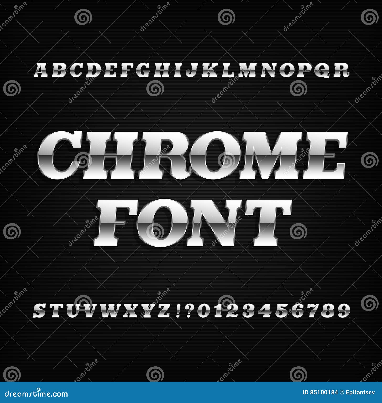 Chrome Alphabet Font. Metallic Effect Slab Serif Oblique Letters And ... Chrome Alphabet Font. Metallic Effect Slab Serif Oblique Letters And ...