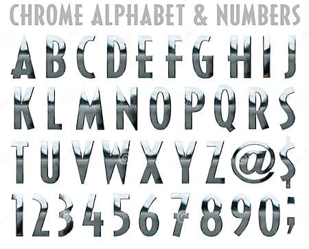 Chrome Alphabet and Numbers Stock Illustration - Illustration of shiny ...
