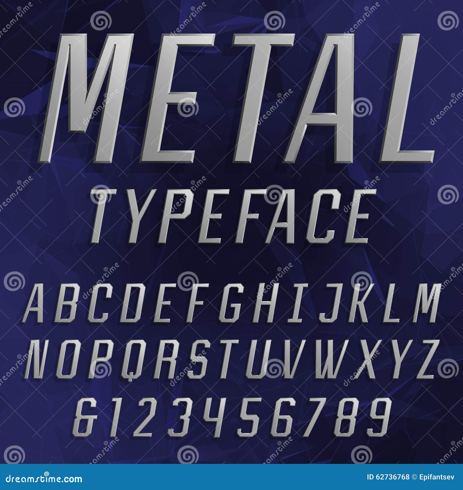 Chrome Alphabet Vector Font. Type Letters and Numbers. Stock Vector ...