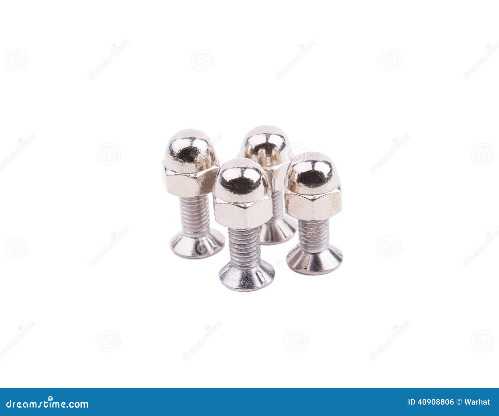 Chrome Bolts with Spherical Nut Stock Photo - Image of mirror, bolt ...