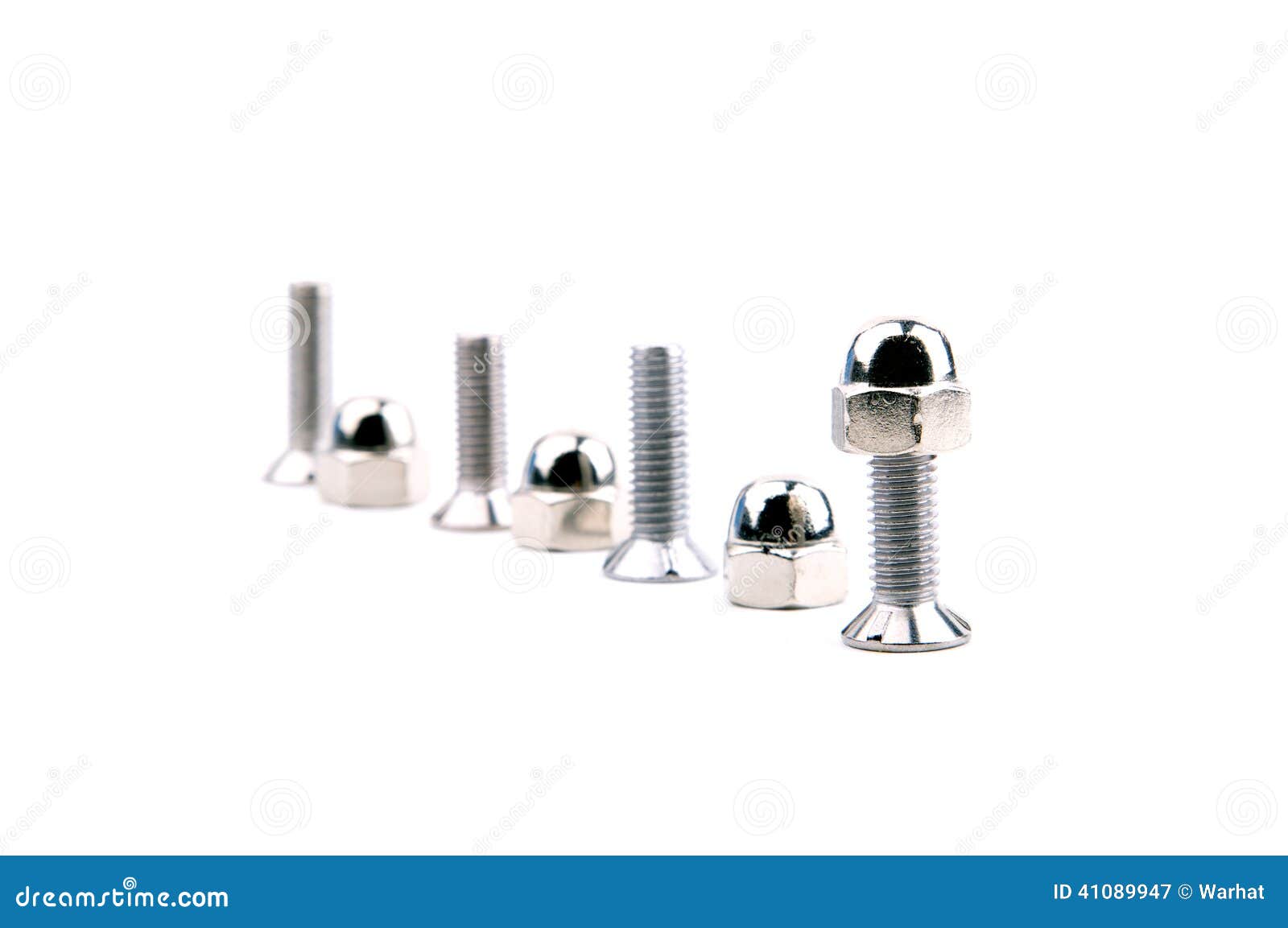 Chrome Bolts with Spherical Nut Stock Image - Image of silver, hardware ...