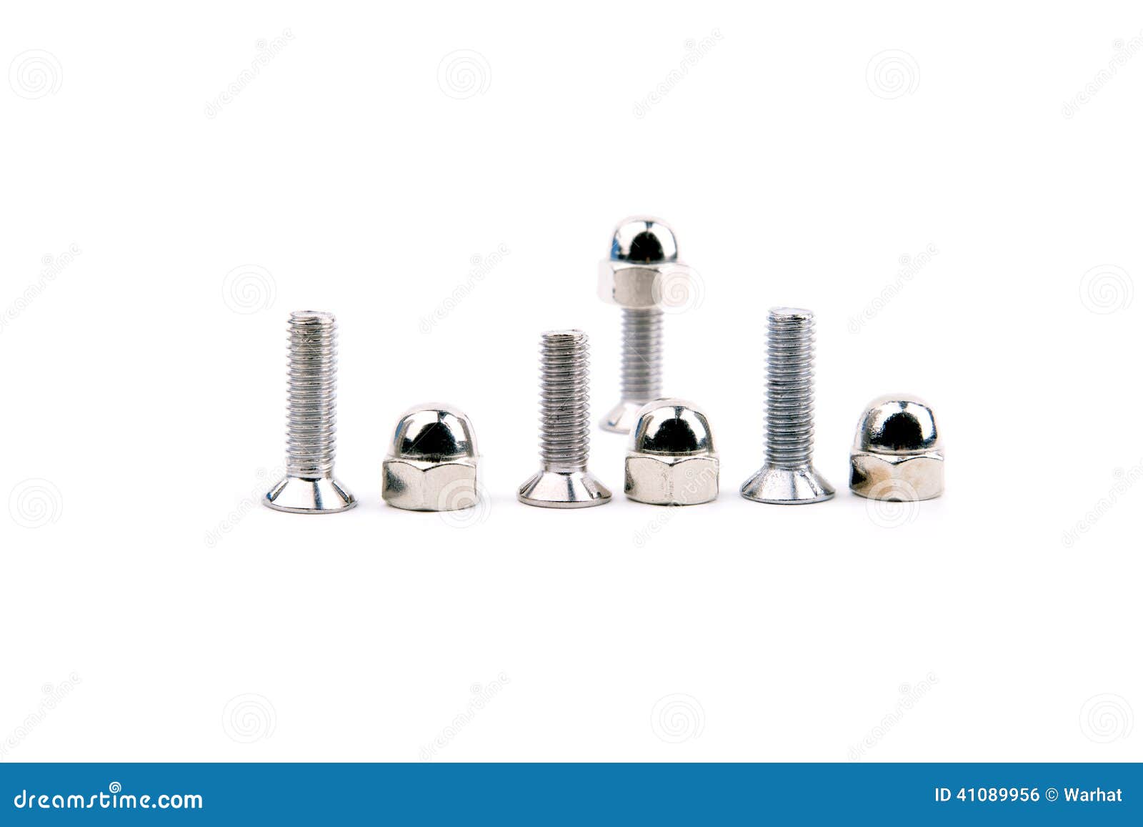 Chrome Bolts with Spherical Nut Stock Photo - Image of industry ...