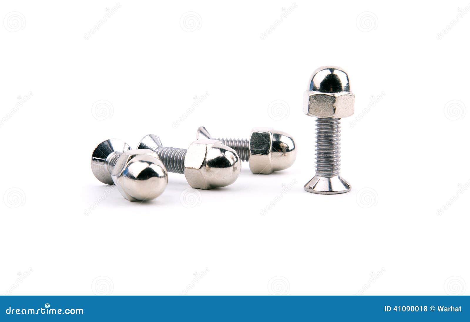 Chrome Bolts with Spherical Nut Stock Photo - Image of industrial ...