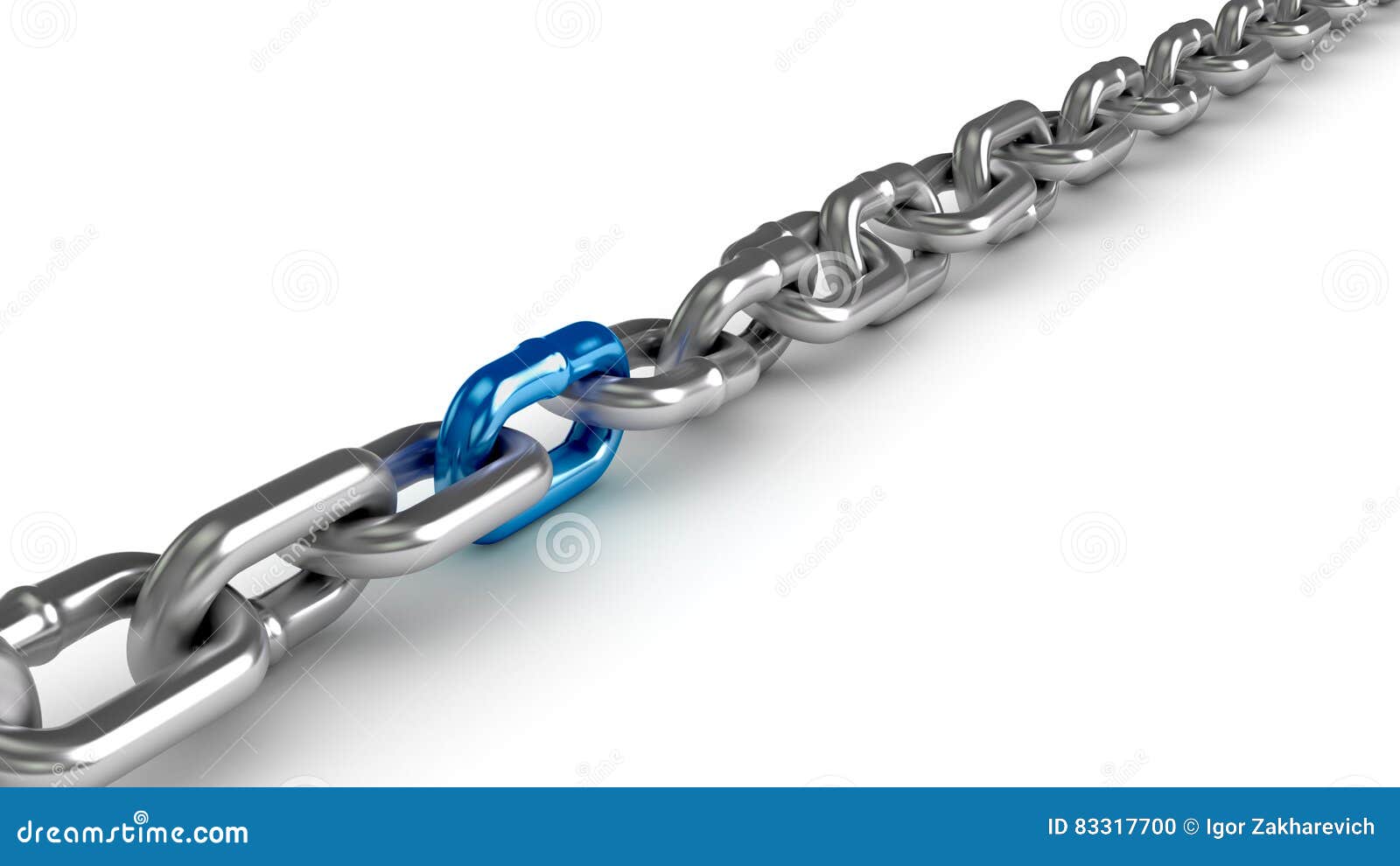 Chrome Chain with a Blue Link Stock Illustration - Illustration of ...