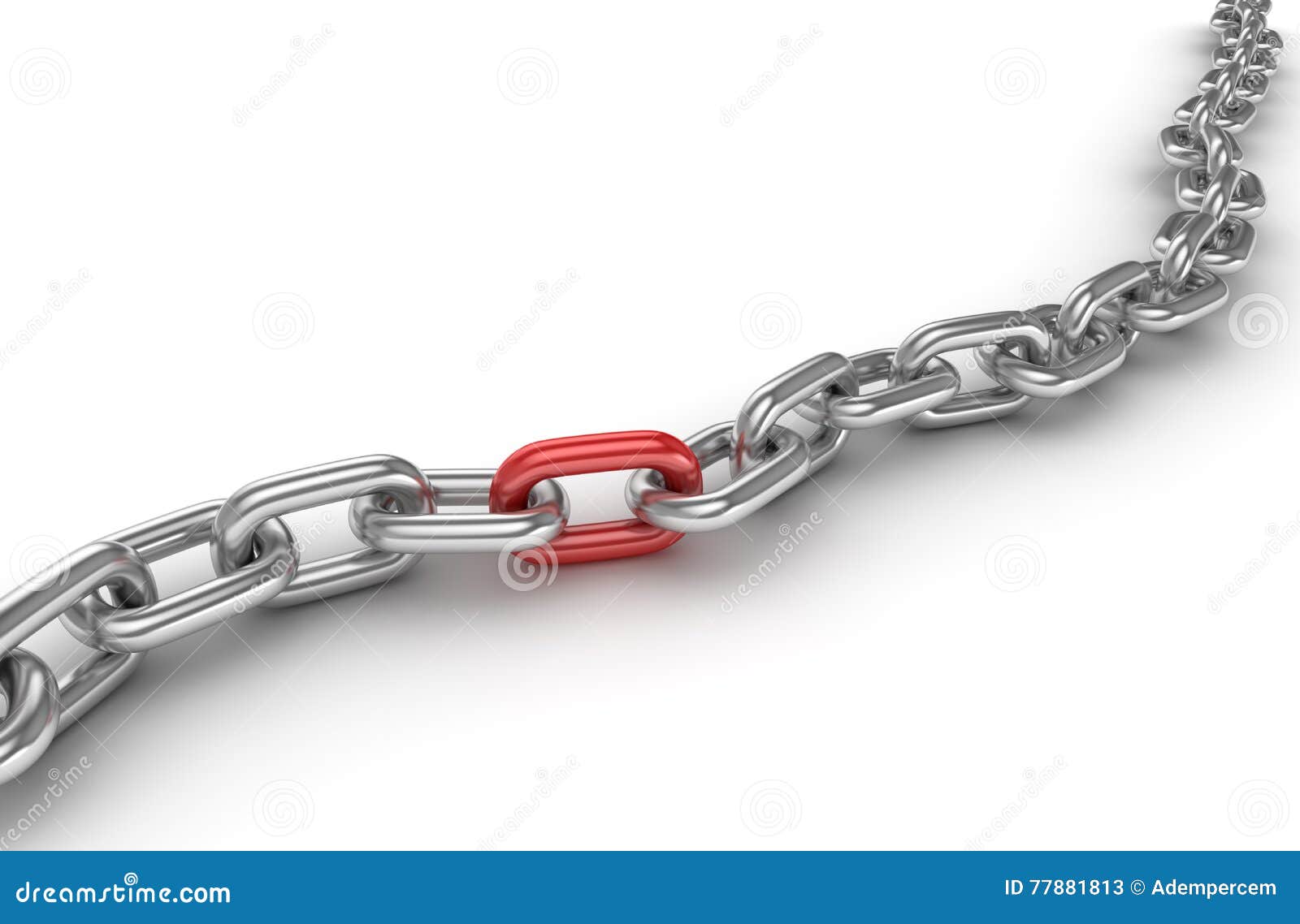Chrome Chain with One Different Red Link Stock Illustration ...