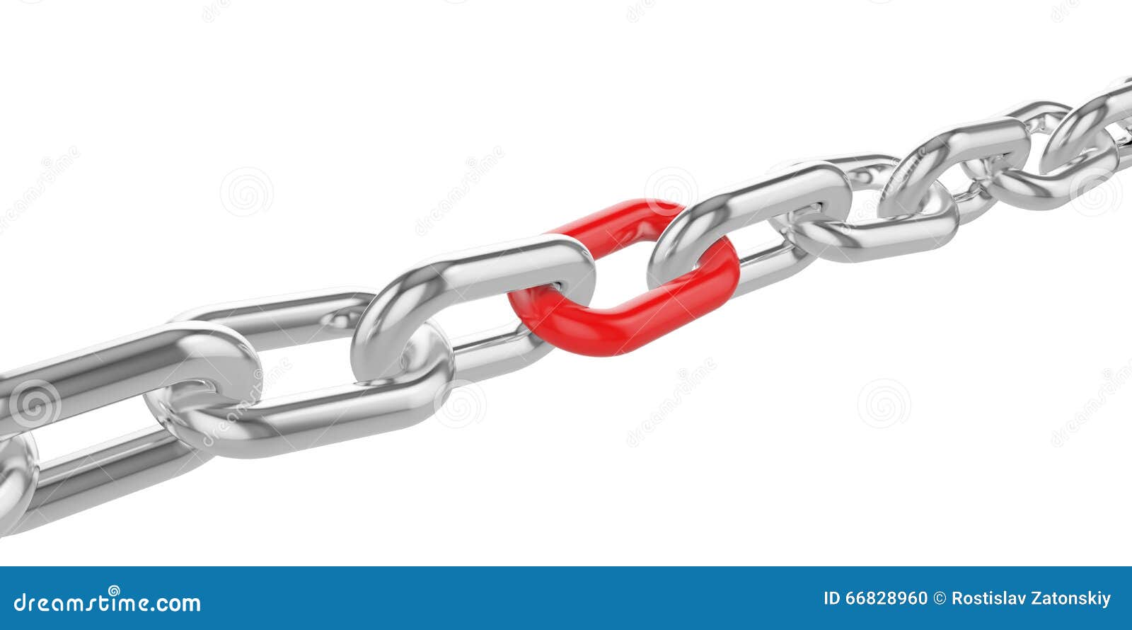 Chrome Chain with a Red Link at the Center. Stock Illustration ...