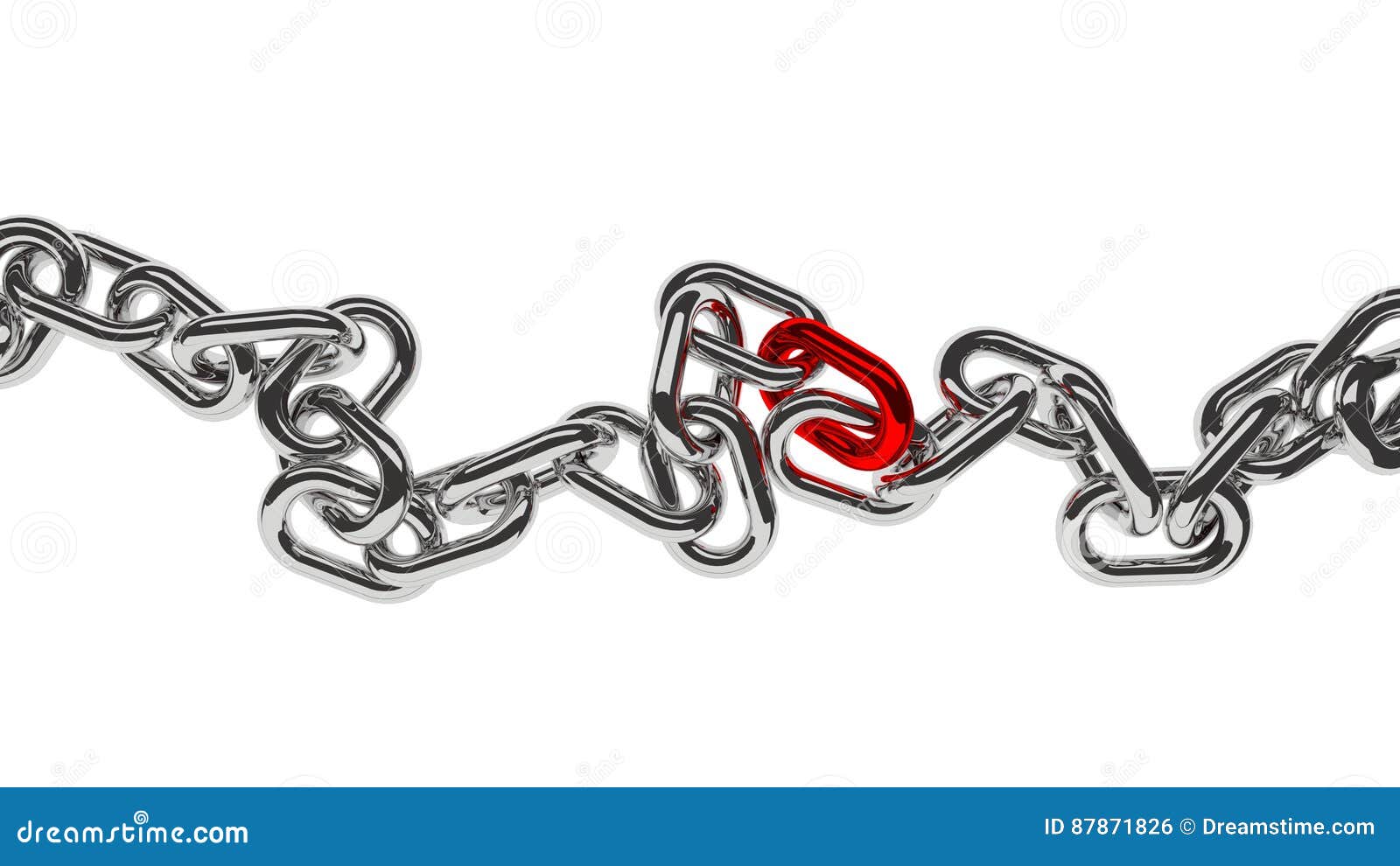 Chrome Chain with a Red Link Stock Illustration - Illustration of ...