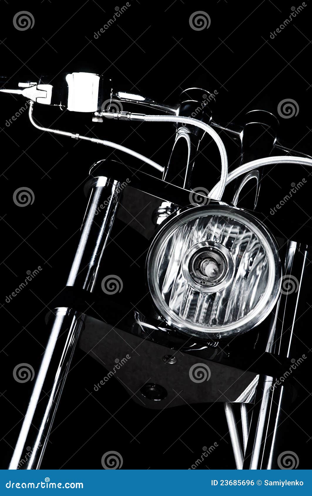 Chrome chopper handlebars stock photo. Image of handle - 23685696