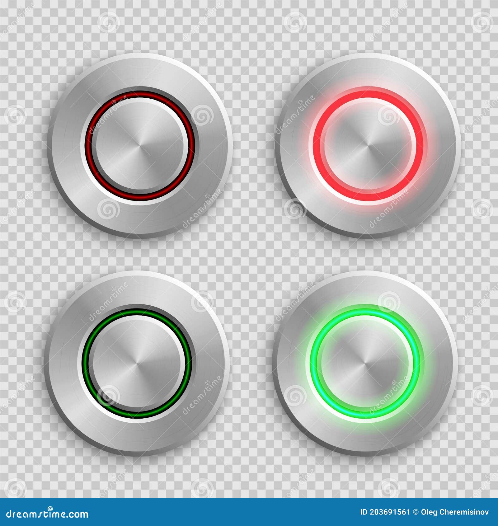 Chrome Circle Button Set. Metal Silver Round 3d Icons Vector ...