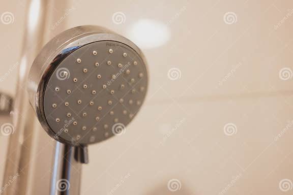 Chrome Clean Shower Head in the Bathroom Stock Image - Image of luxury ...