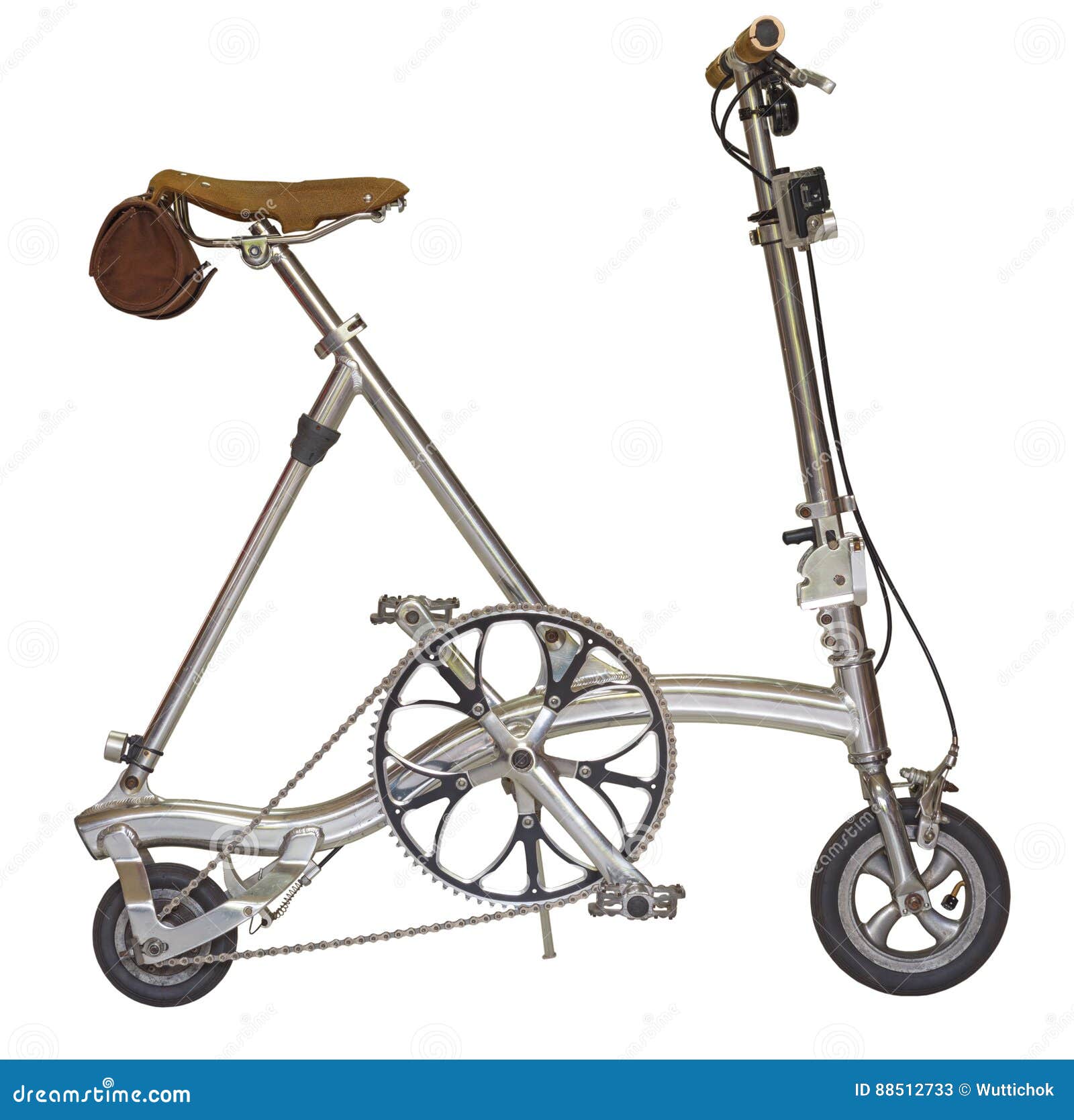 Chrome Color Bicycle Small Wheel Isolated on a White Background Stock ...