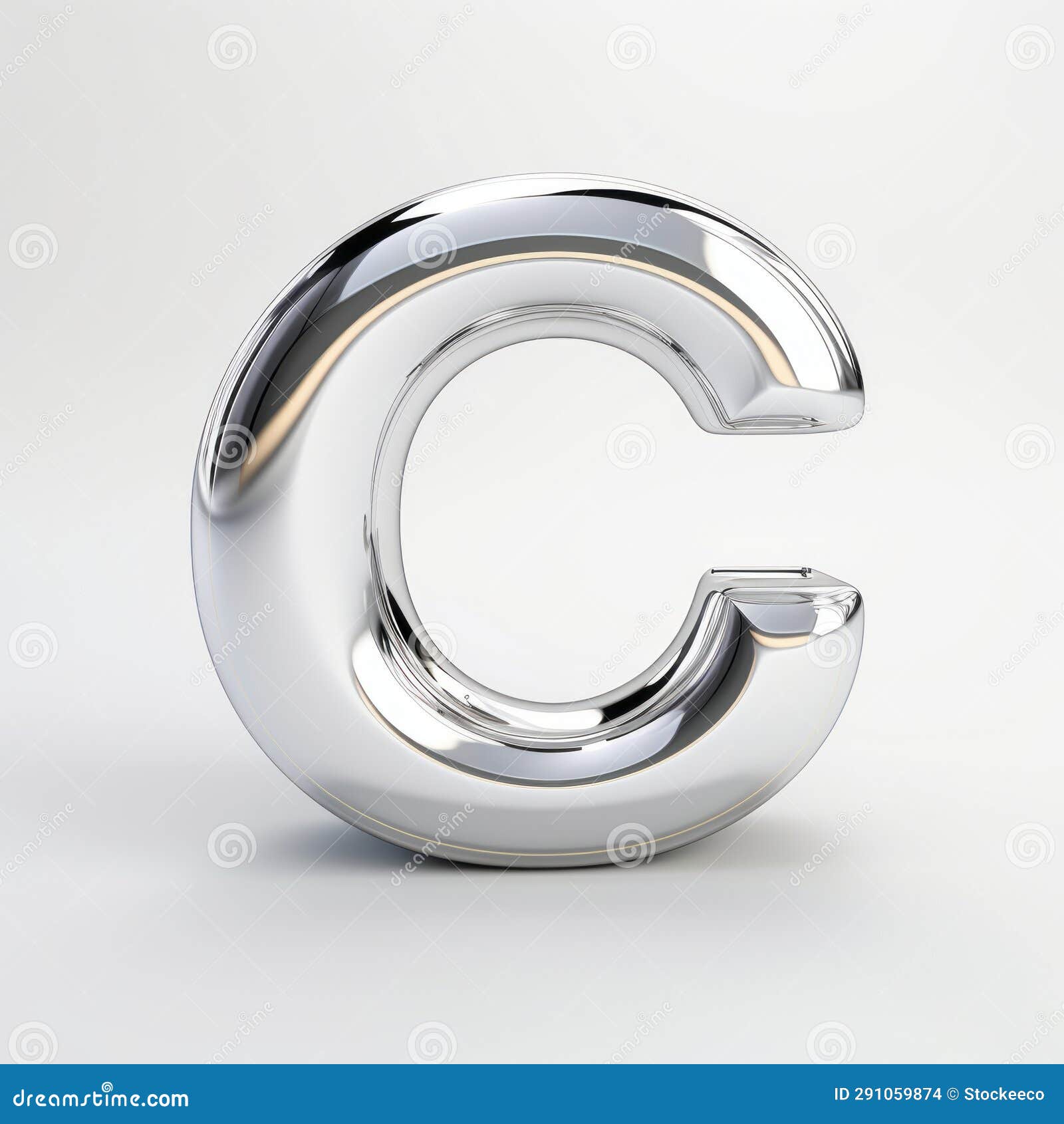 3d Illustration of Silver C on White Background Stock Illustration ...