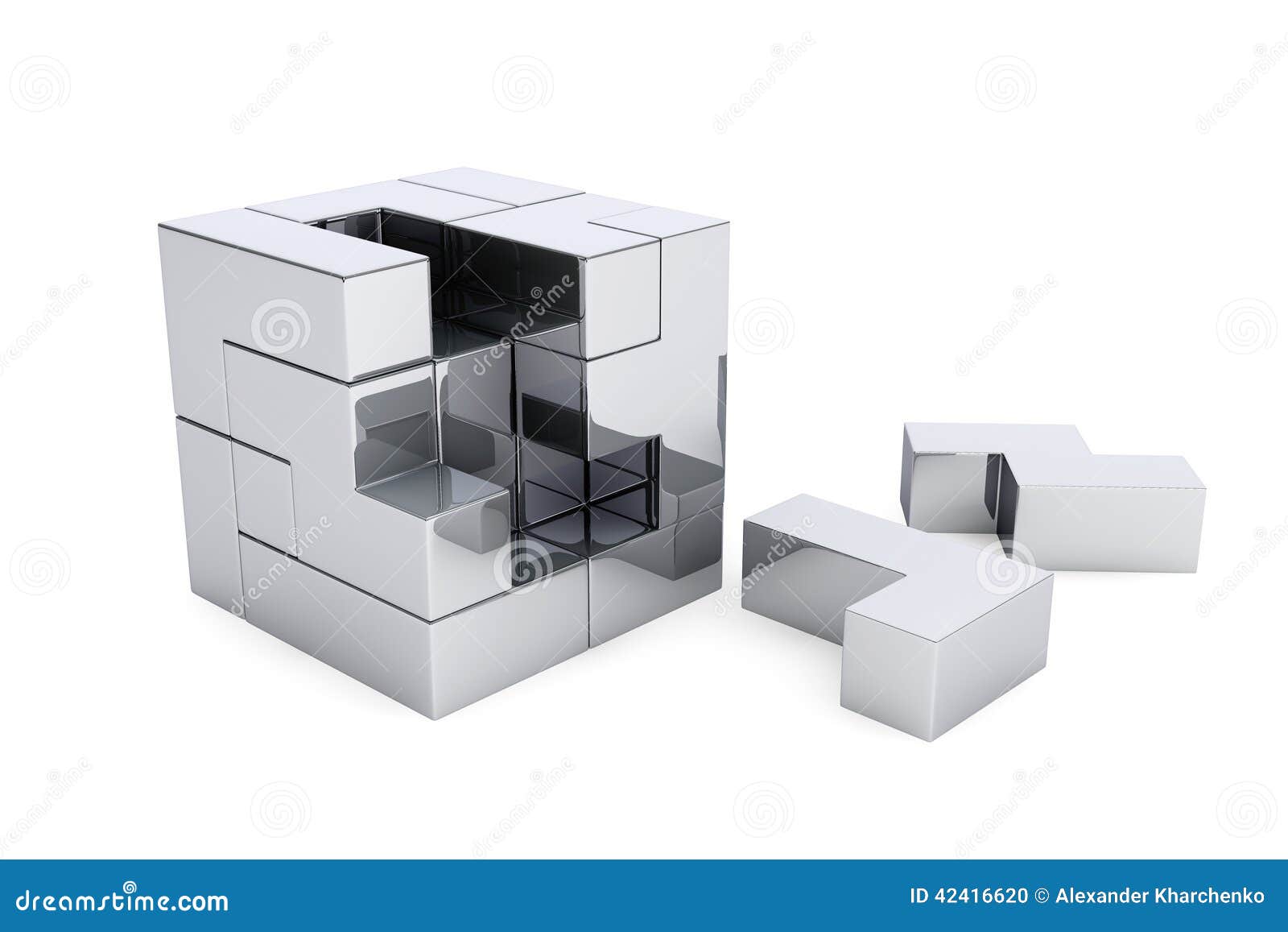 Chrome Cube Brain Teaser Game Stock Illustration - Illustration of ...