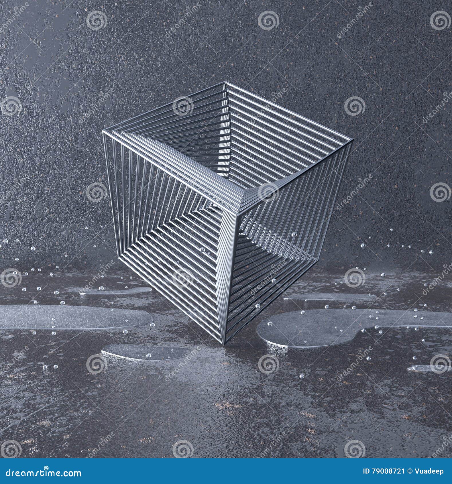 Chrome cube from rods stock illustration. Illustration of cube - 79008721