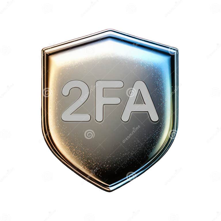 Chrome 3D Icon, Outline of a Shield with the Inscription 2FA, Two ...