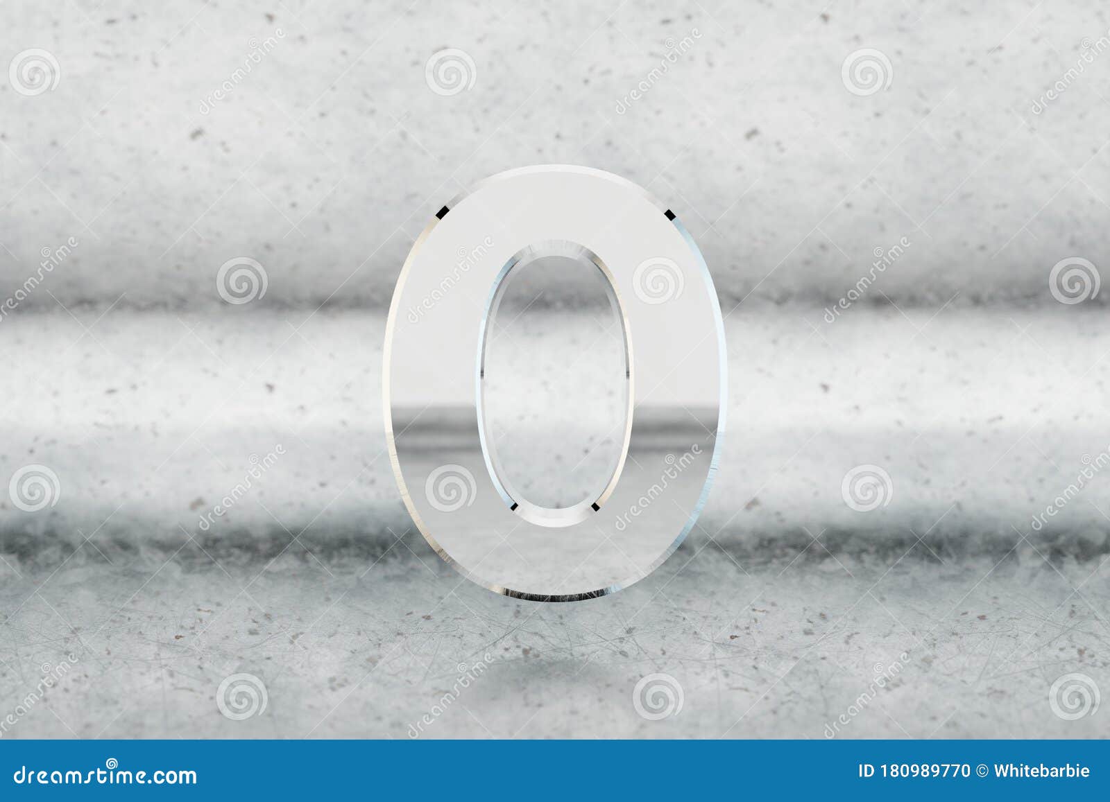 Chrome 3d Number 0. Glossy Chrome Number on Scratched Metal Background ...