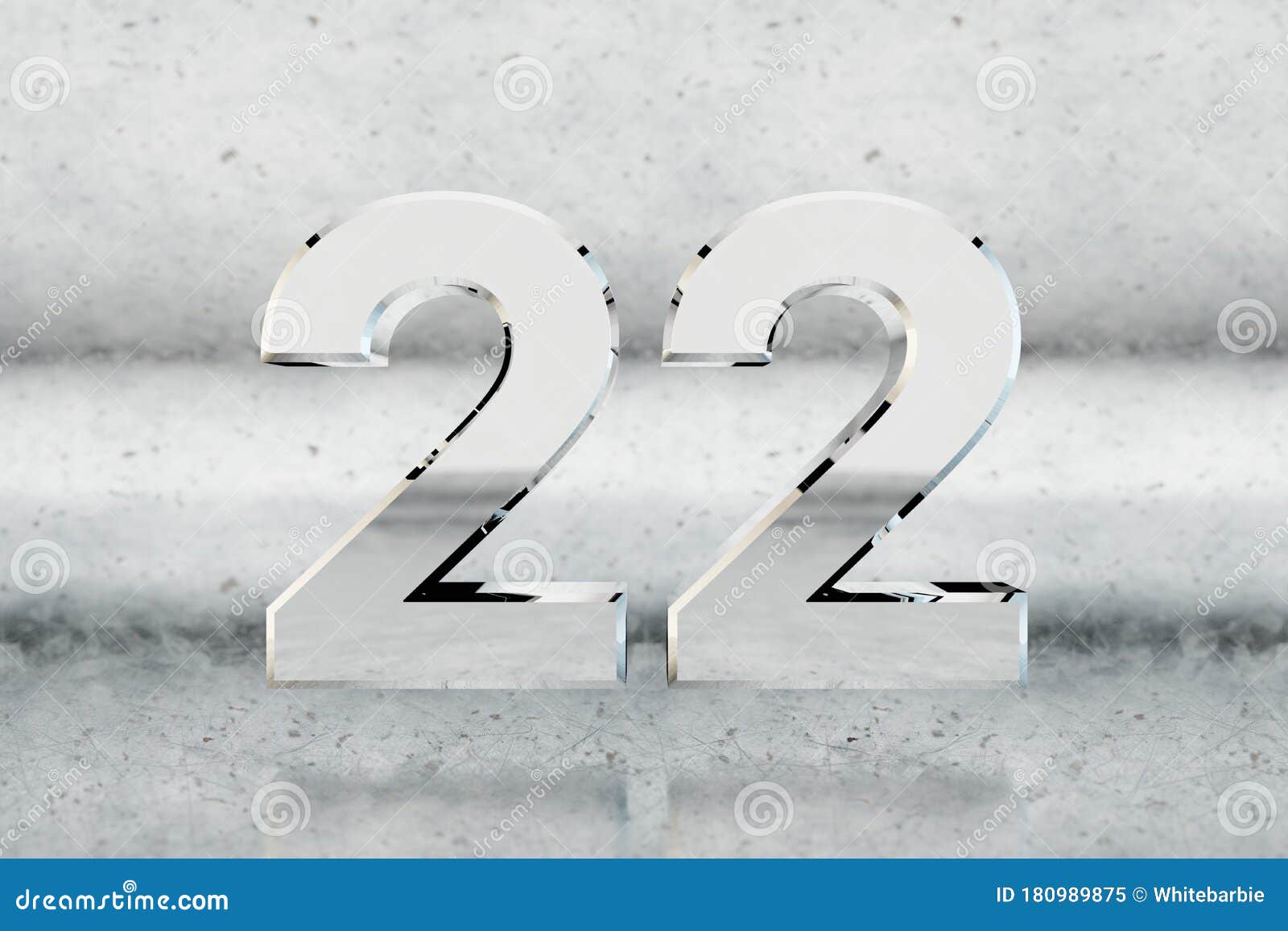 Chrome 3d Number 22. Glossy Chrome Number on Scratched Metal Background ...