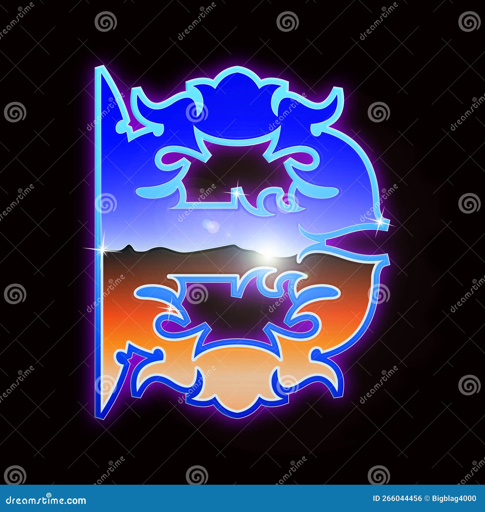 Chrome Decorative Font.Custom Letter on Black Background. Stock Photo ...