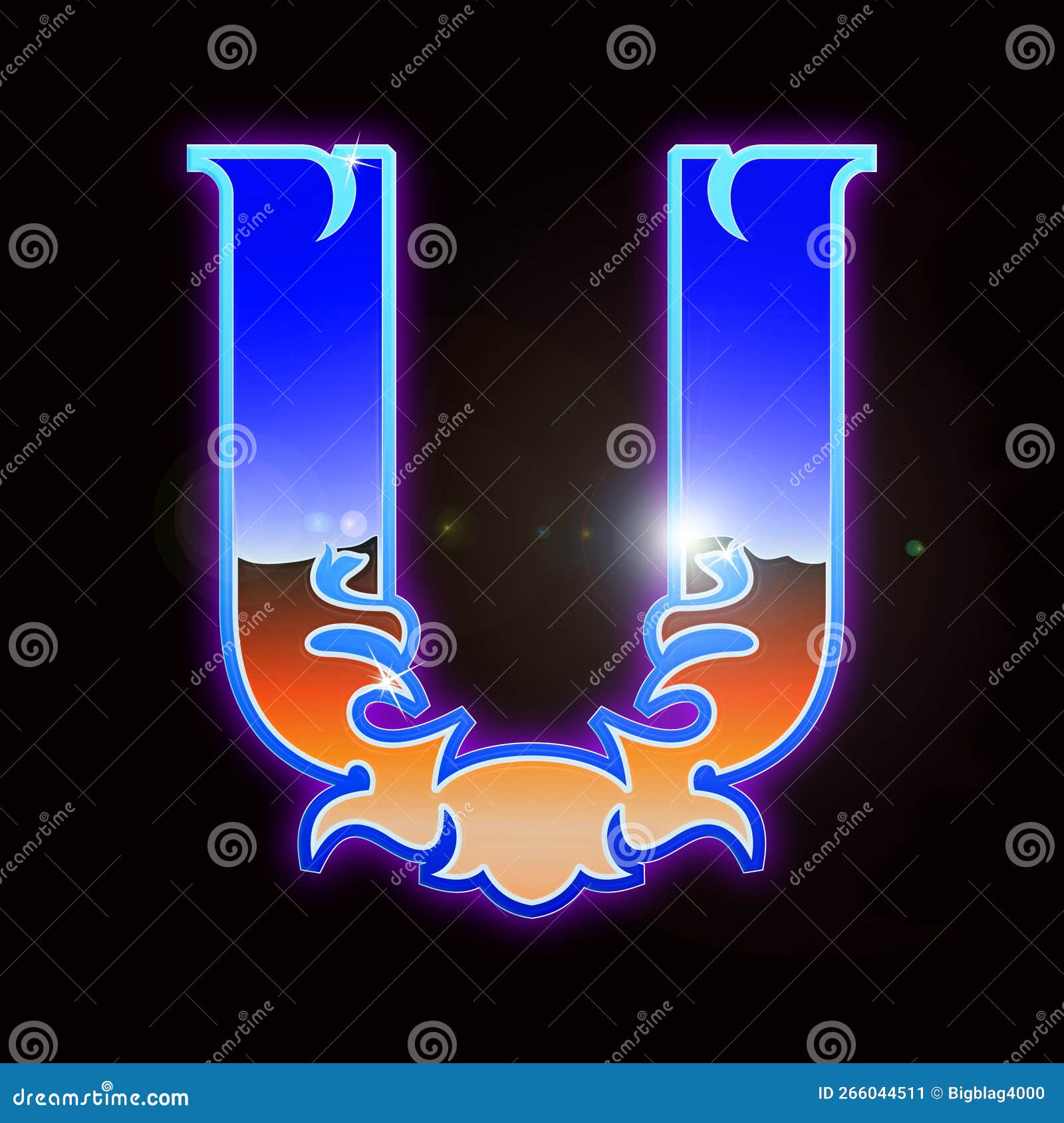 Chrome Decorative Font.Custom Letter on Black Background. Stock Image ...