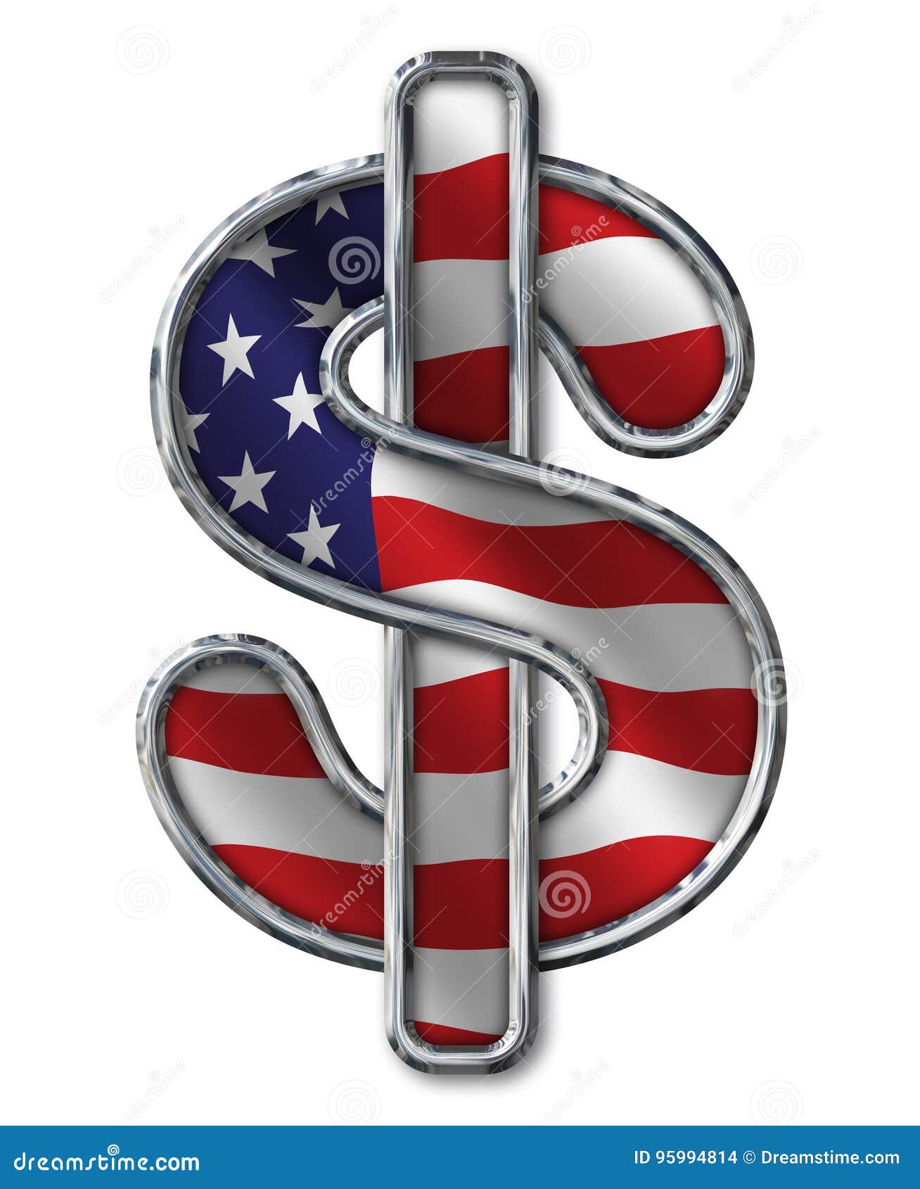 Chrome Dollar Sign With Great Seal With Positive Up Arrow 3D ...
