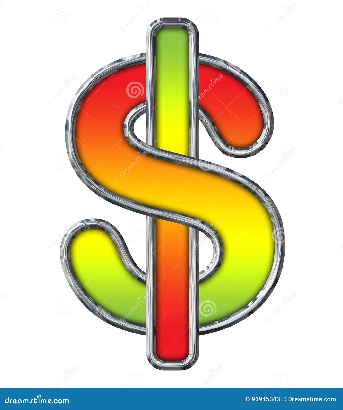 Chrome Dollar Sign With Great Seal With Positive Up Arrow 3D ...